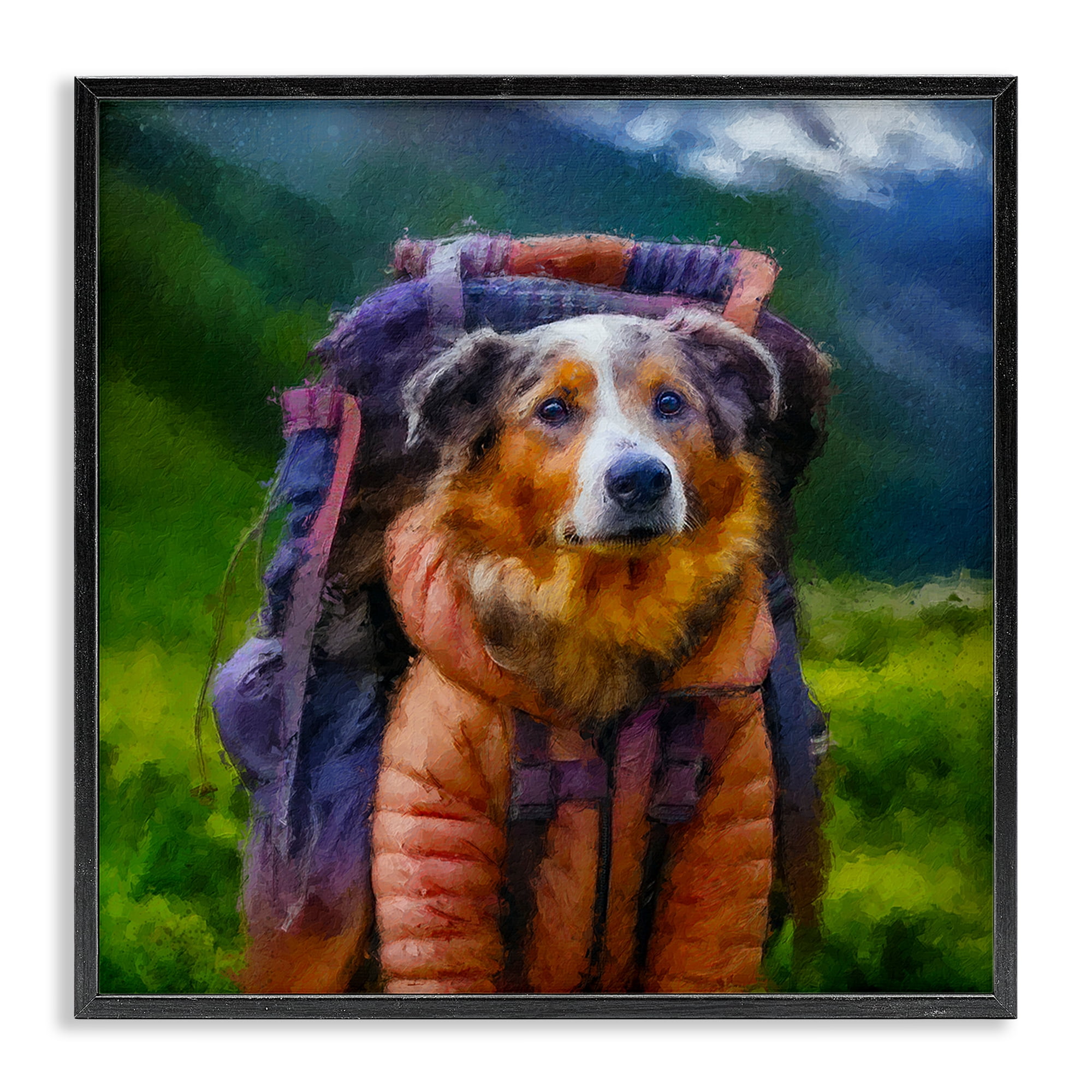 Stupell Industries Backpacking Hiker Dog Black Framed Giclee Art ...