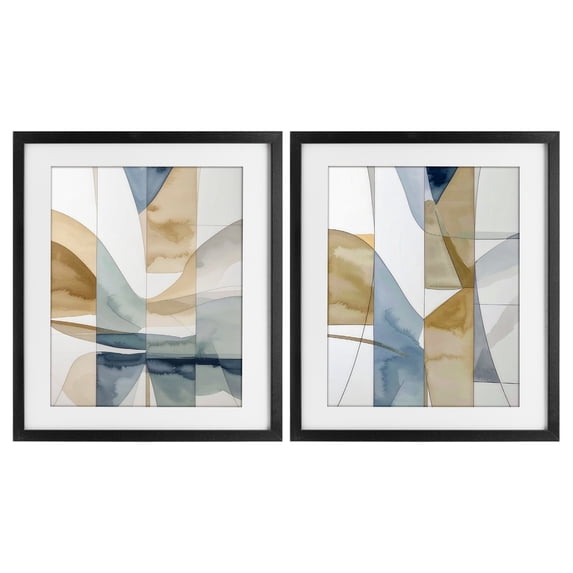Stupell Industries Balanced Geographic Abstract 2 Piece Black Framed ...