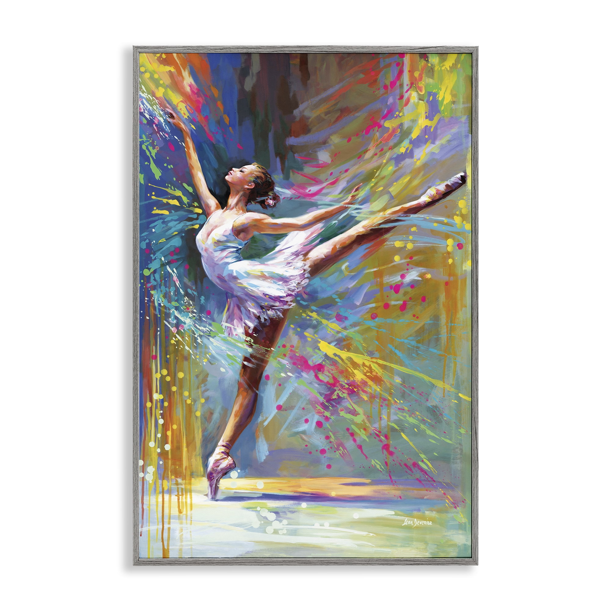Stupell Industries Ballerina with Modern Splash Entertainment Painting ...