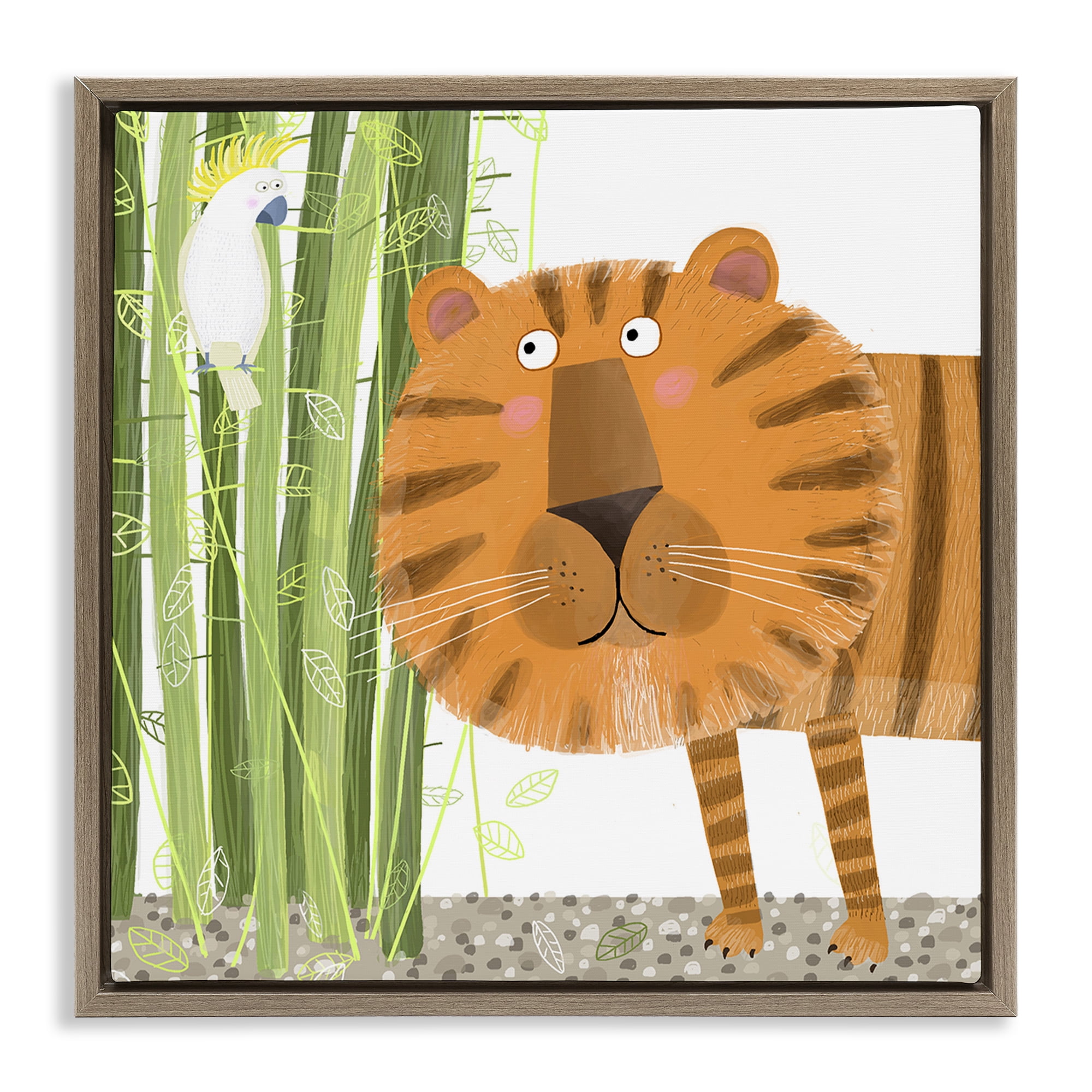 Stupell Industries Bamboo Trees & Tiger Brown Framed Floater Canvas ...