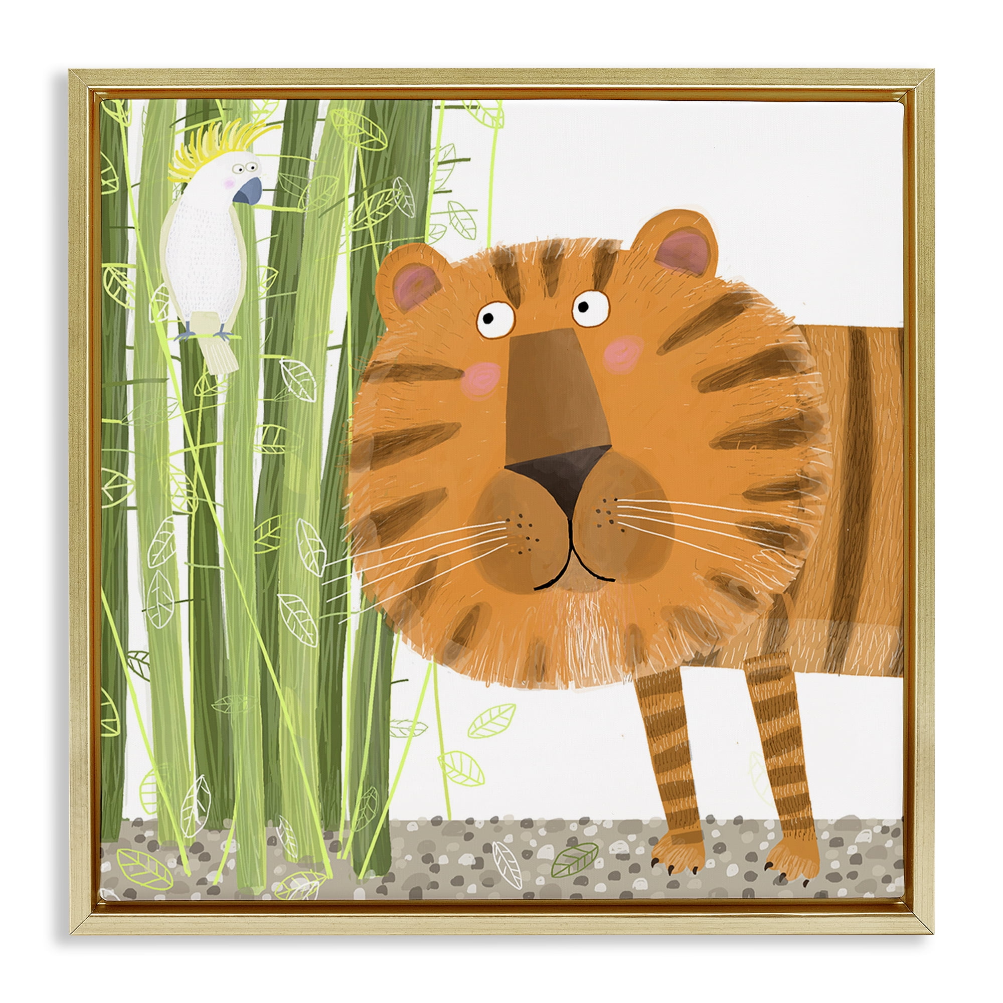 Stupell Industries Bamboo Trees & Tiger Gold Framed Floater Canvas Wall ...