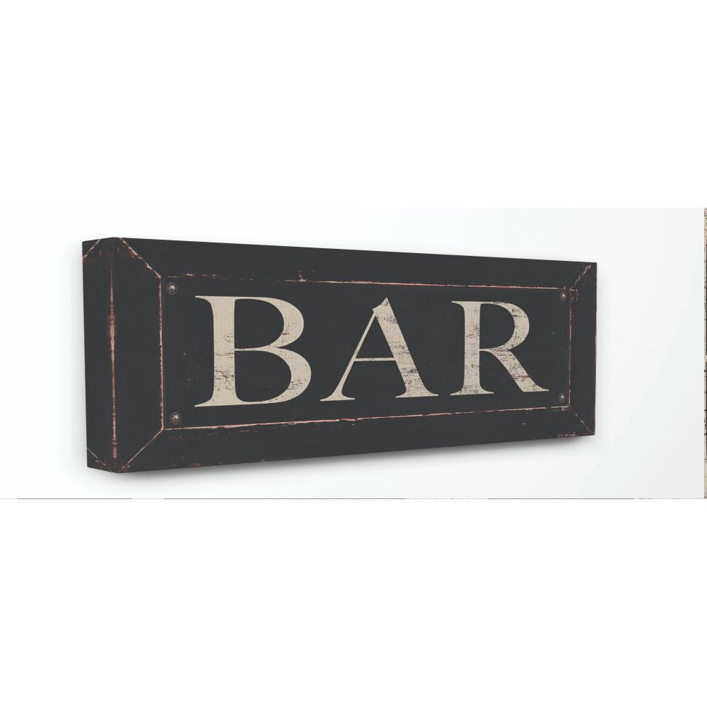 Stupell Industries Bar Kitchen Sign Black And White Word Design Canvas ...