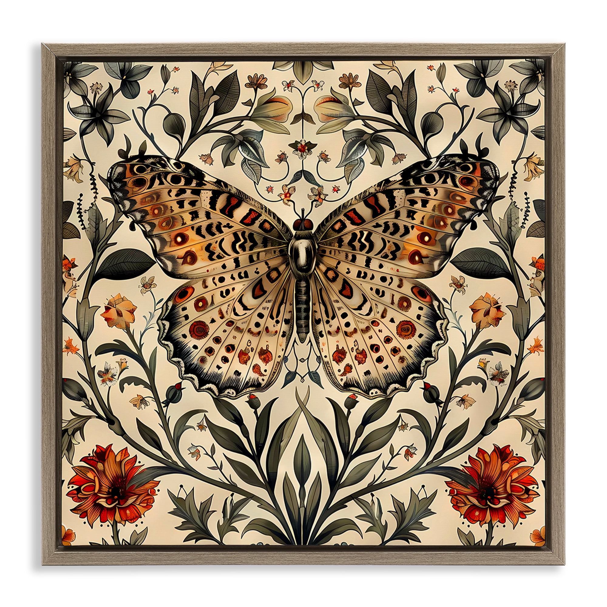 Stupell Industries Baroque Butterfly & Botanicals Animals Painting ...