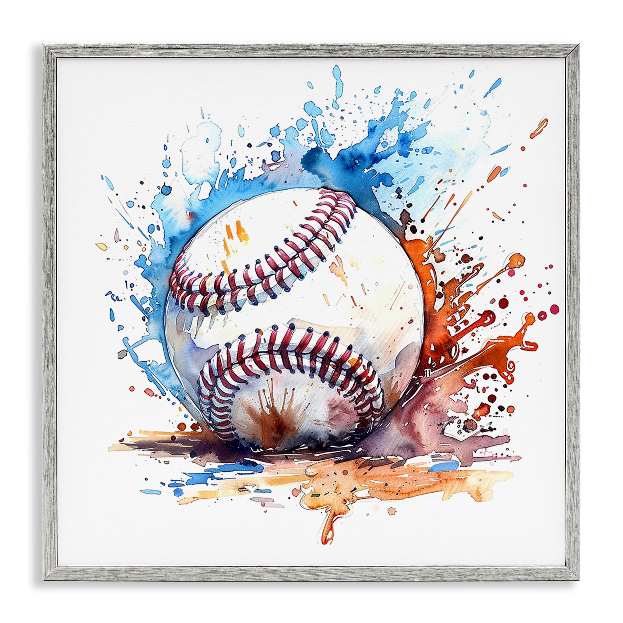 Stupell Industries Baseball Chromatic Splash Sports Painting Gray ...