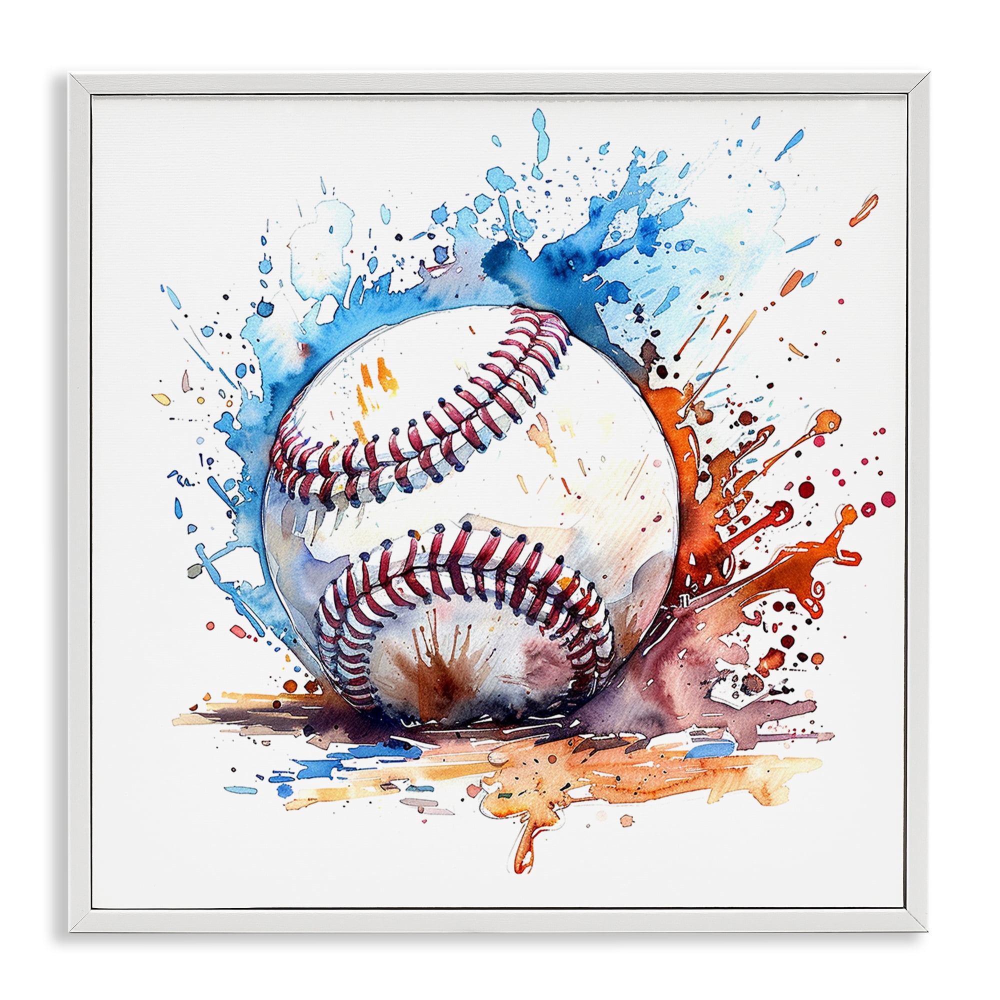 Stupell Industries Baseball Chromatic Splash Sports Painting White ...