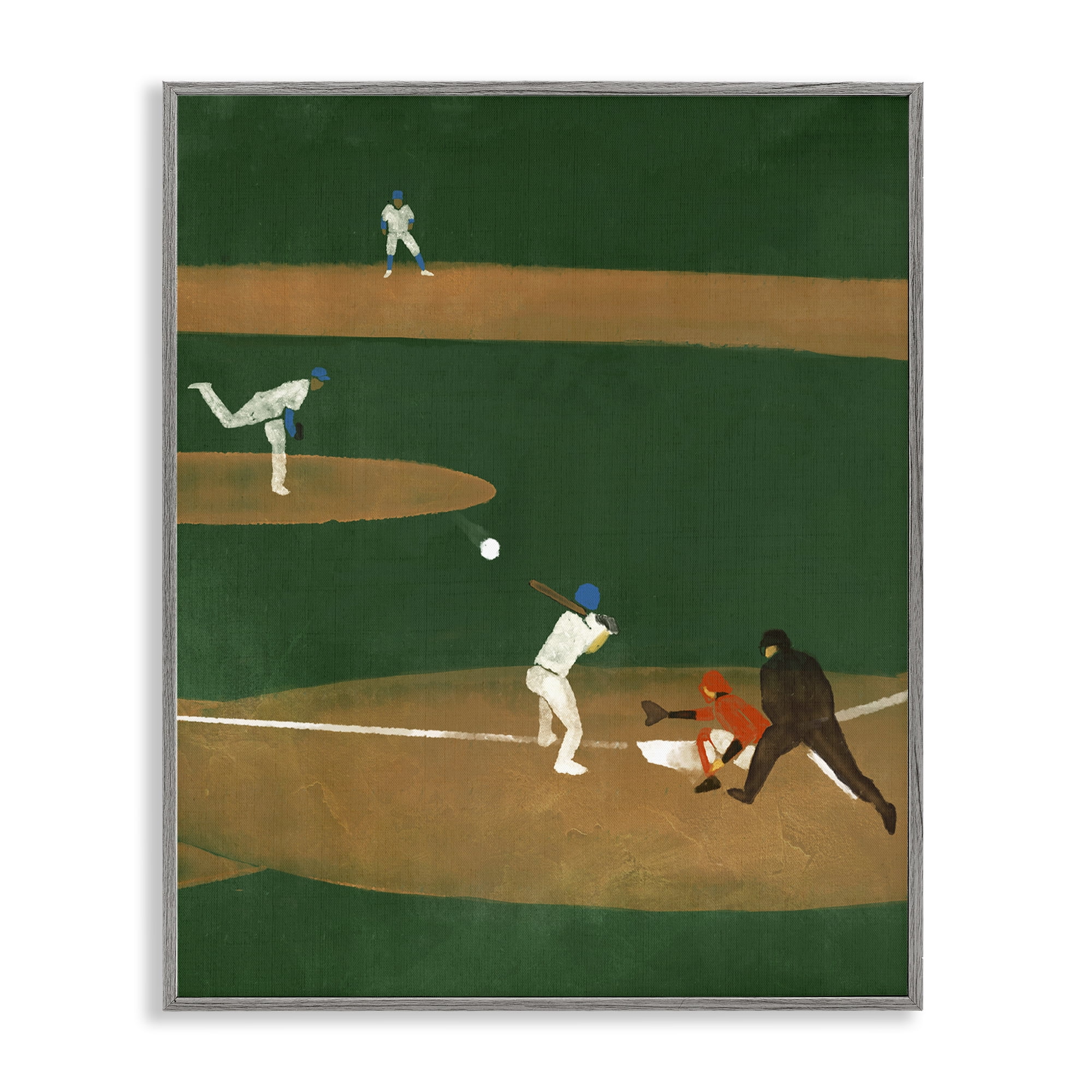 Stupell Industries Baseball Players View Sports Painting Gray Framed ...