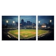 Stupell Industries Baseball Stadium Night View 3 Piece Canvas Wall Art ...