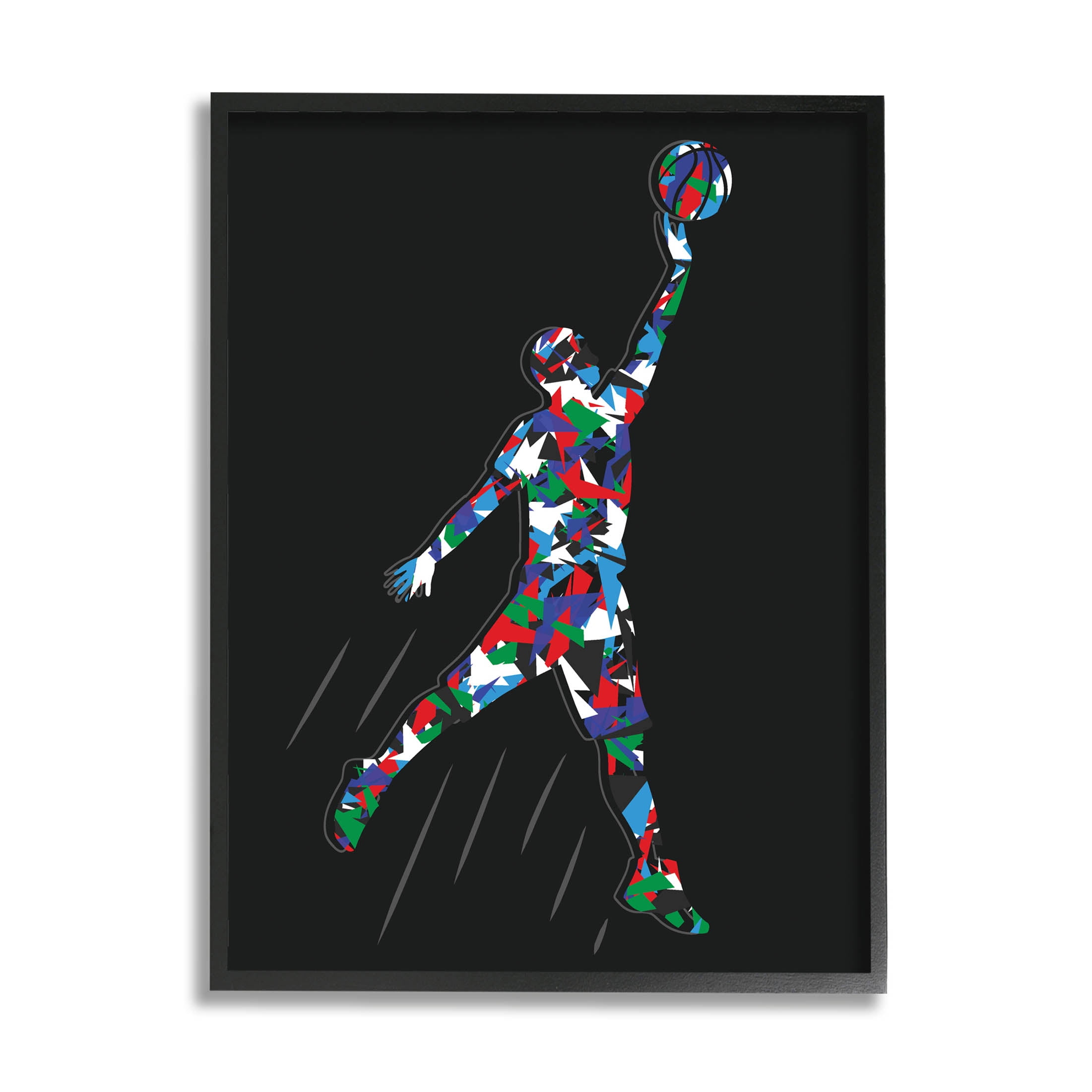 Stupell Industries Basketball Player Abstract Art Black Framed Wall ...