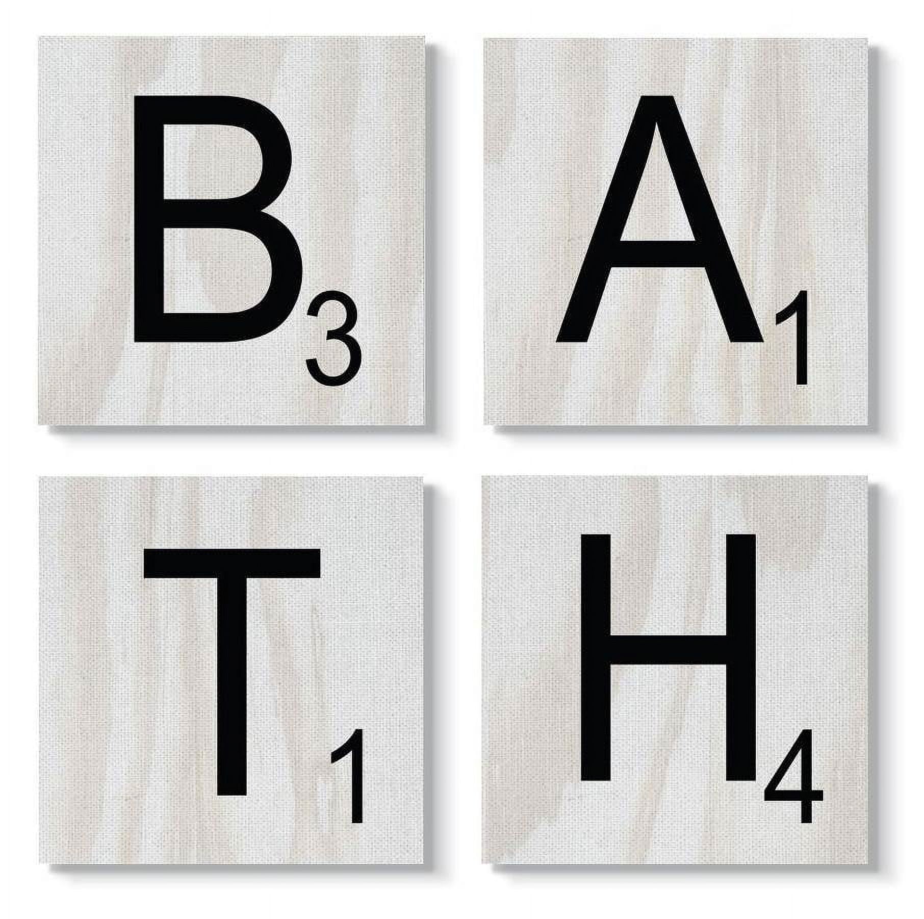 Stupell Industries Bath Scrabble Letters Bathroom Wood Texture Design ...