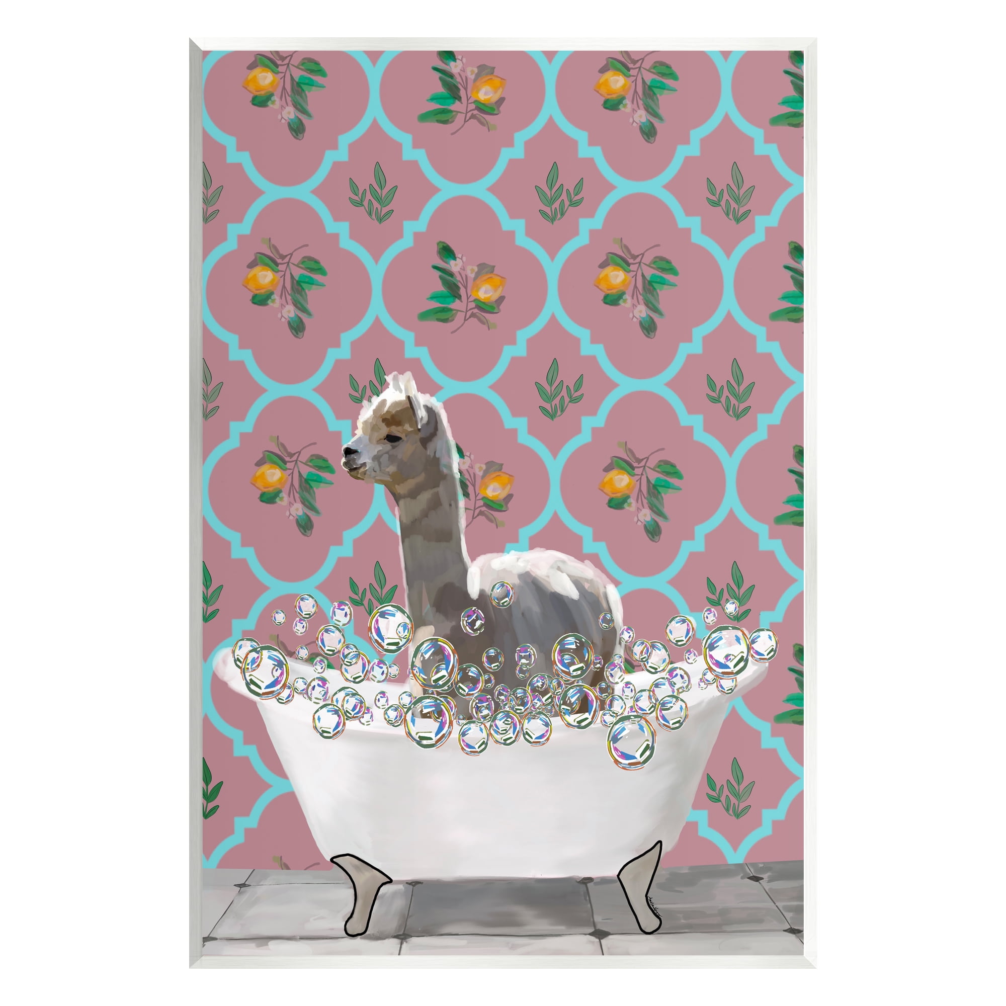 Stupell Industries Bathing Llama in Bathroom Animals & Insects Painting ...