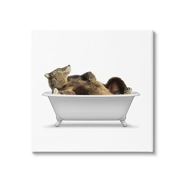 Stupell Industries Bear Blue Bath Cute Animal Design Canvas Wall Art by ...