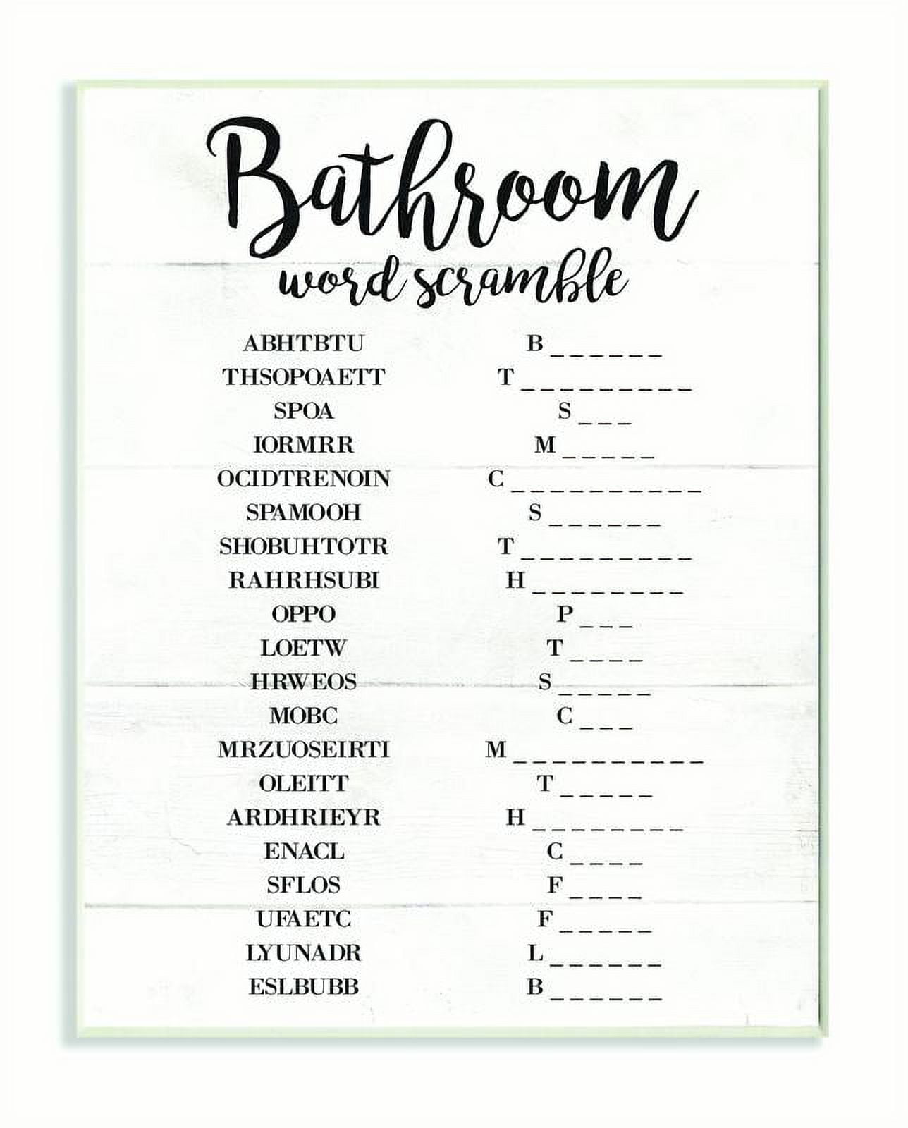 Stupell Industries Bathroom Word Scramble White And Black Word Design ...