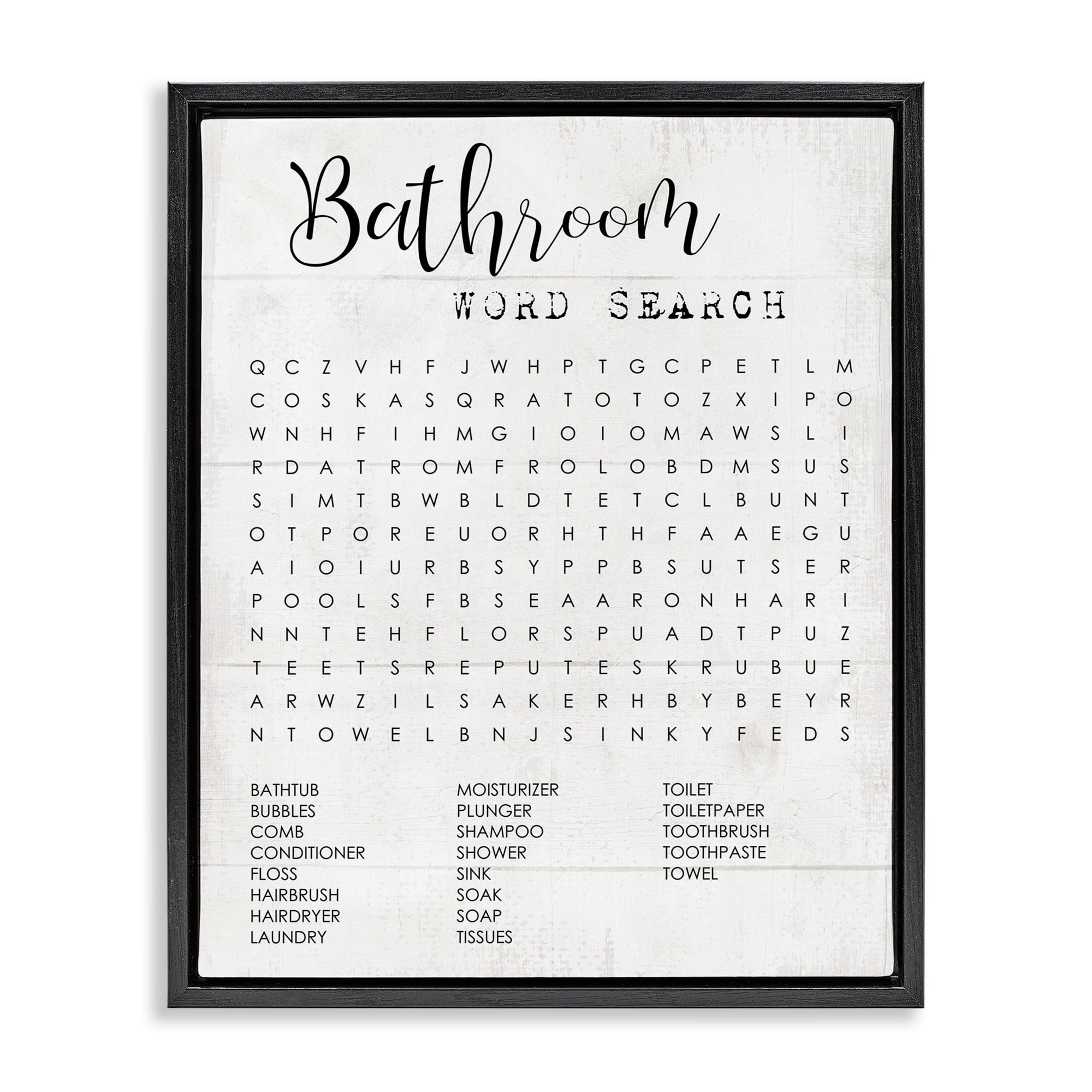 Free Shipping! Stupell Industries Bathroom Word Search Floating Canvas ...