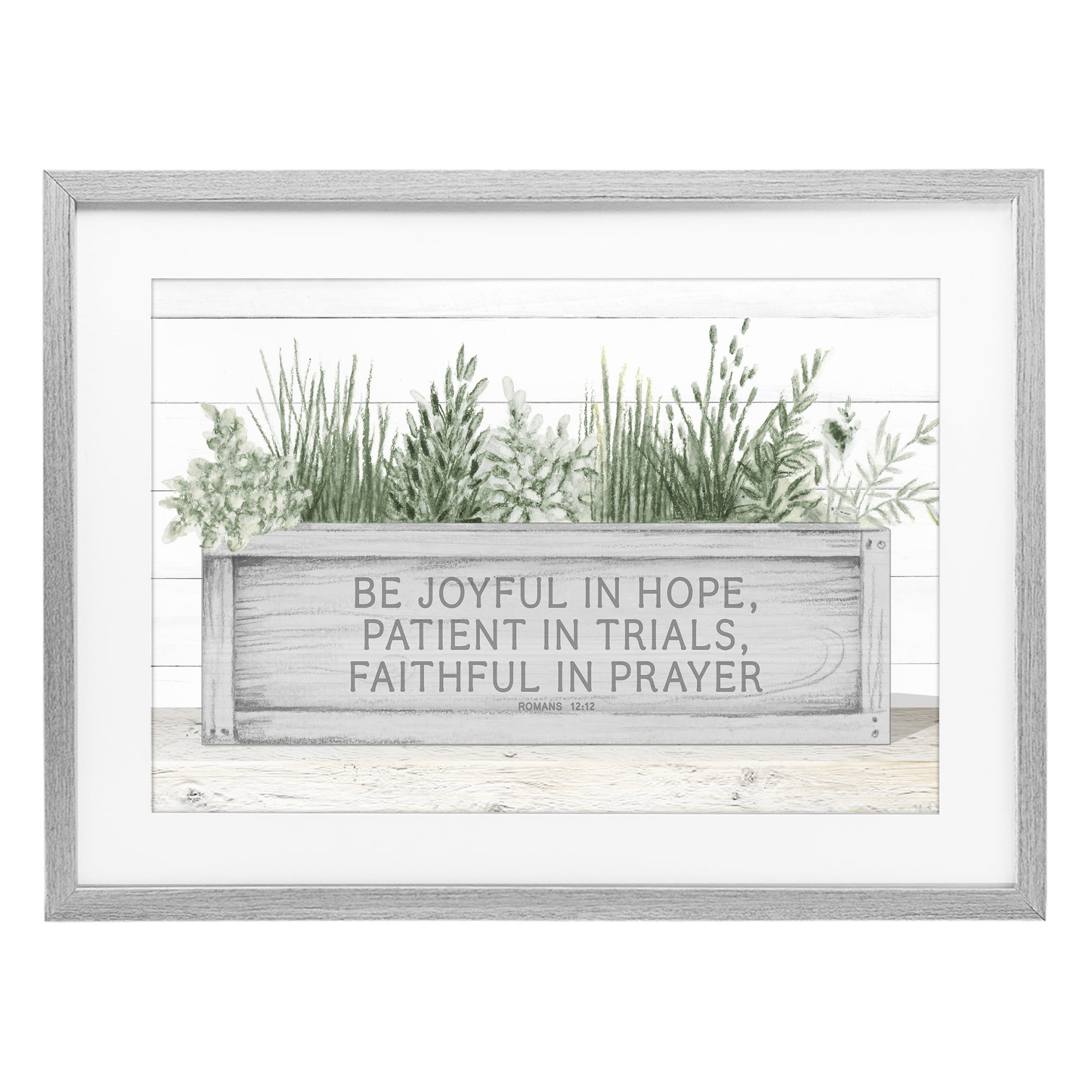 Stupell Industries Be Joyful Flower Box Gray Framed Print Under Glass ...