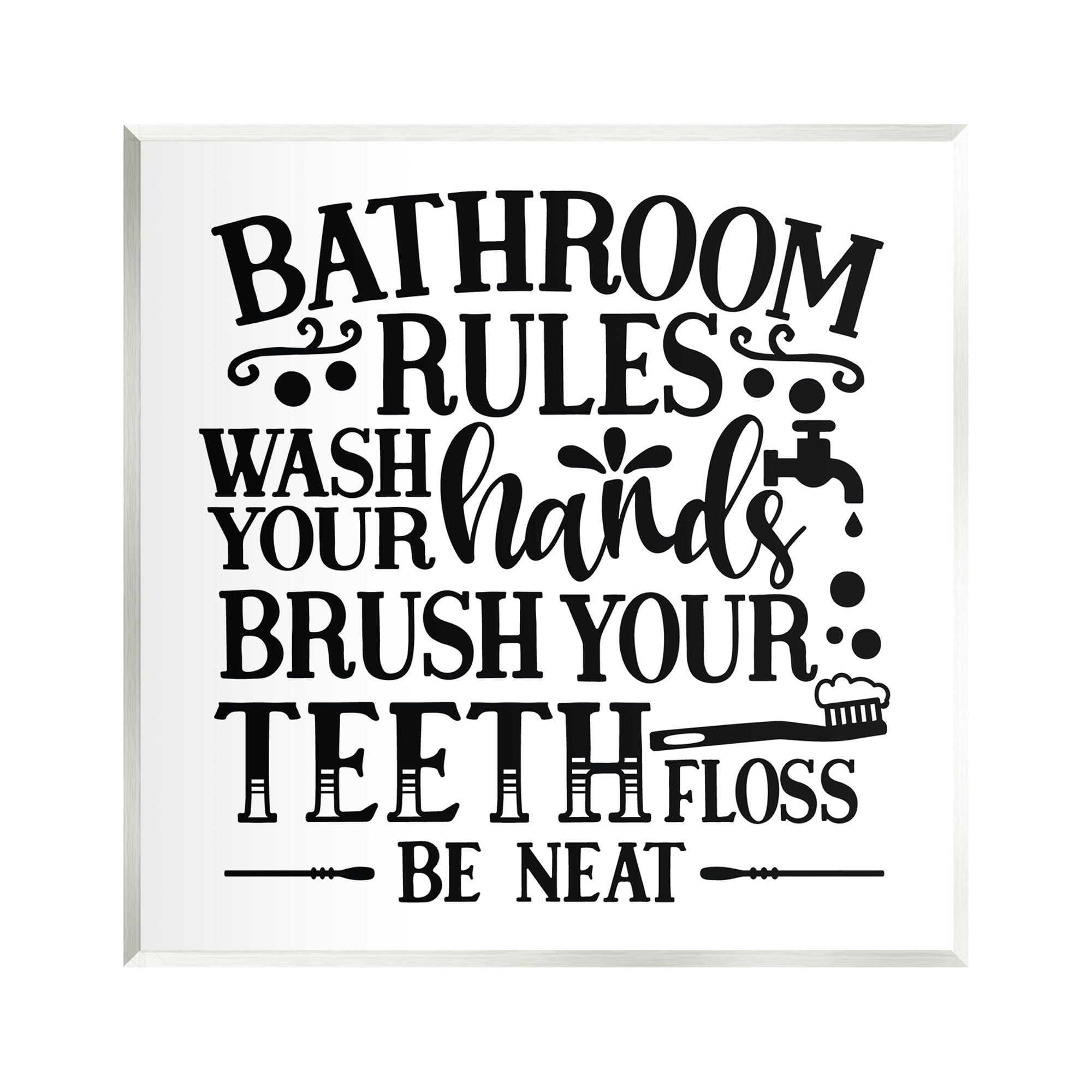 Stupell Industries Be Neat Bathroom Rules Abstract Painting Unframed ...