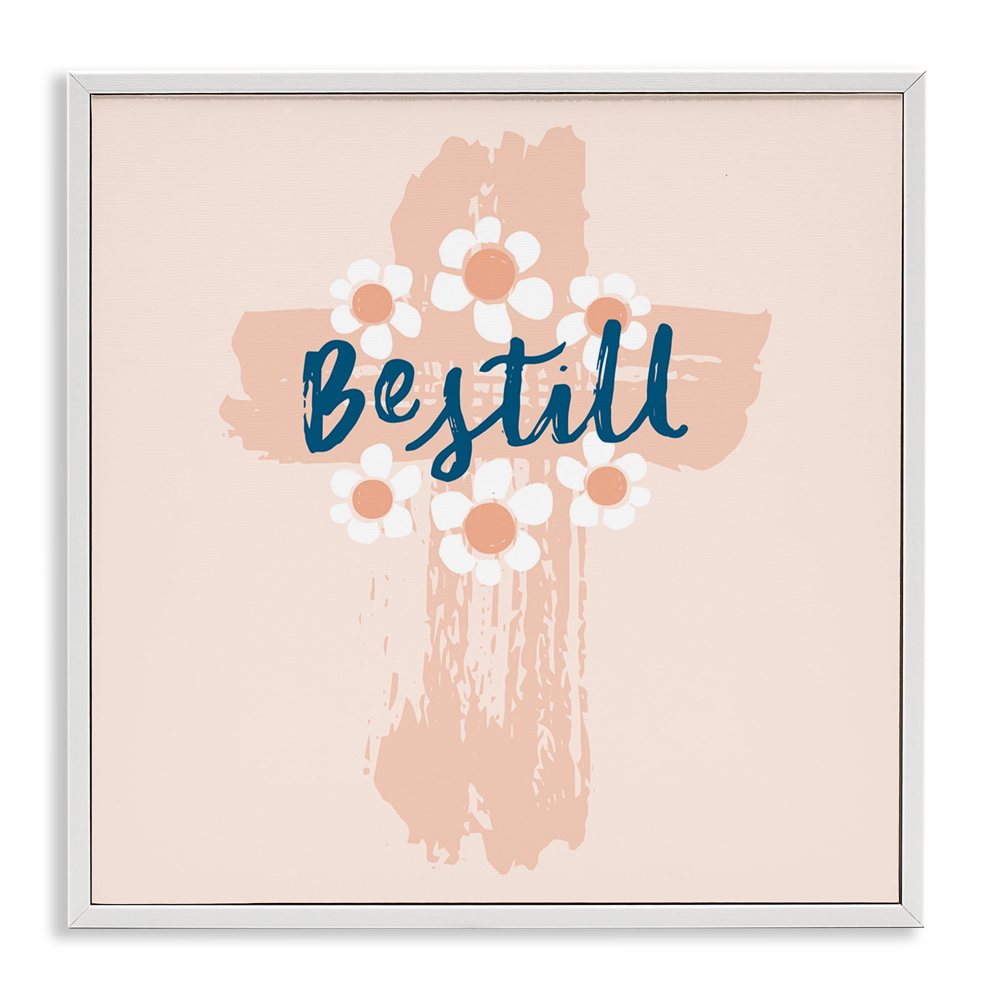 Stupell Industries Be Still Pastel Cross Religious Painting White ...