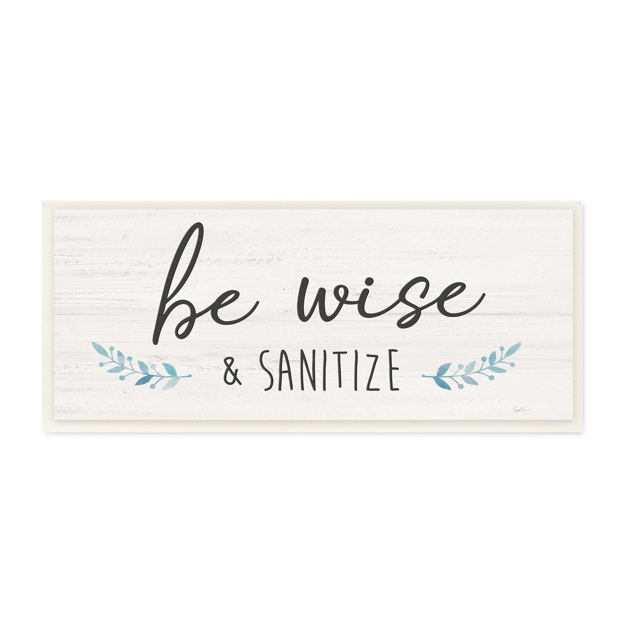 Stupell Industries Be Wise & Sanitize Bathroom Sign Wood Print Art 7 x ...