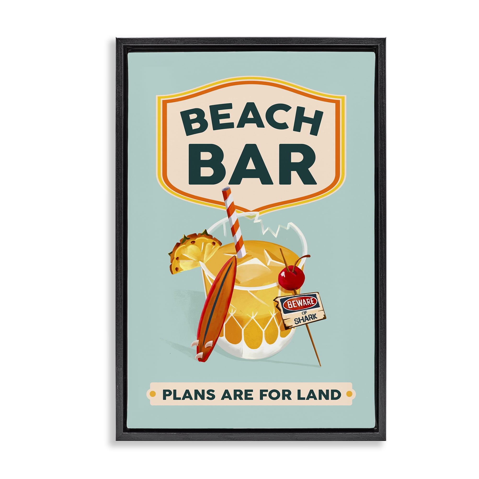 Stupell Industries Beach Bar Cocktail Food & Beverage Painting Black ...