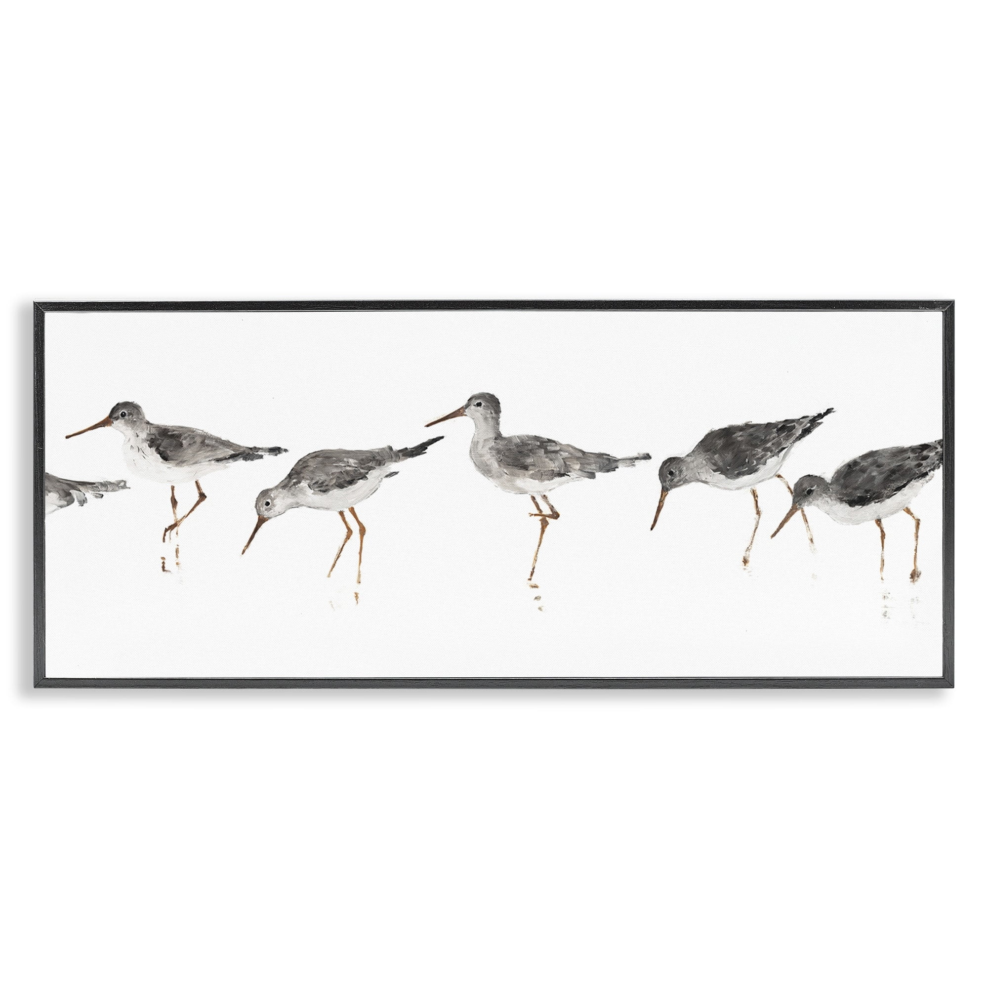 Stupell Industries Beach Bird Sandpipers Minimal Grey White Painting ...
