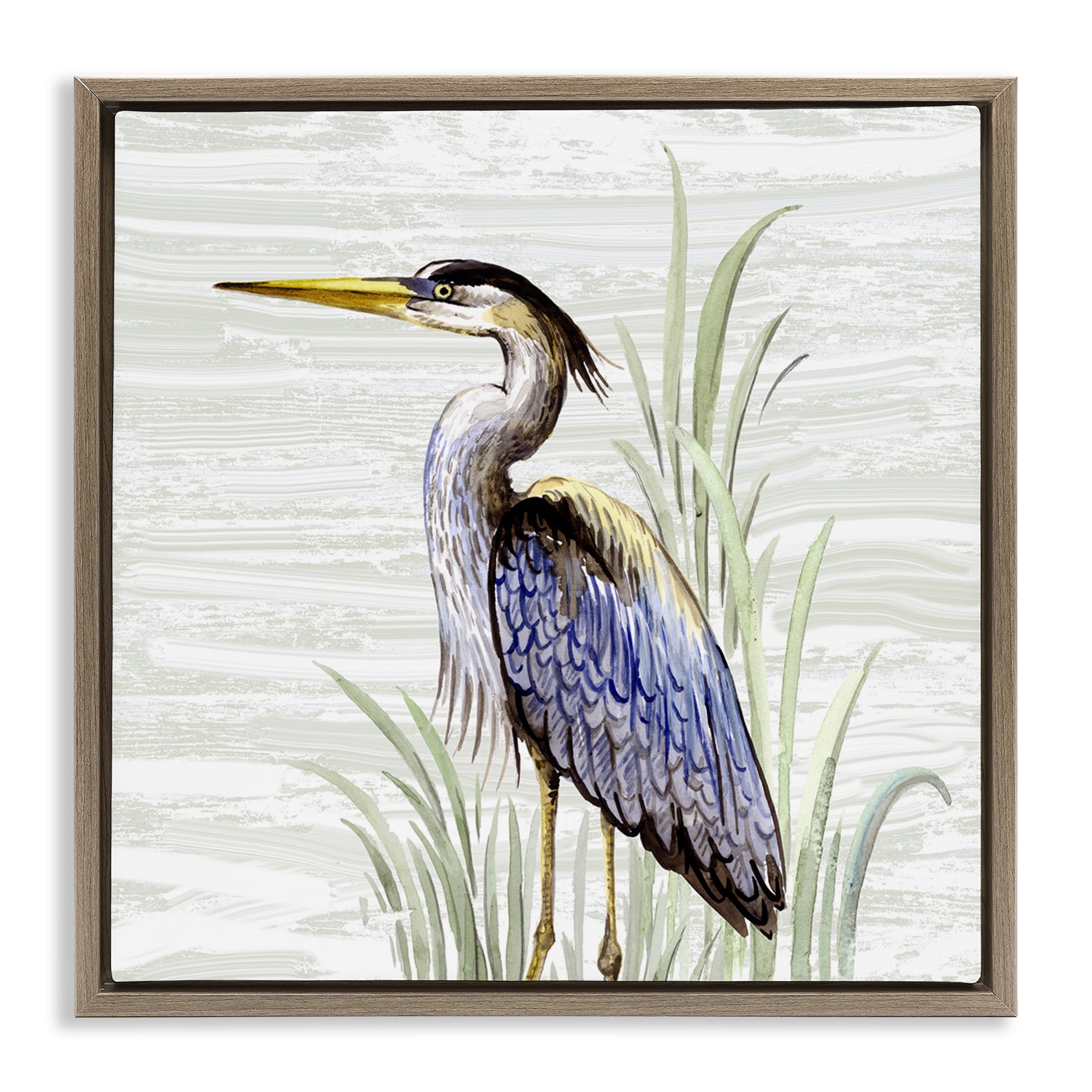 Stupell Industries Beach Bird Simple Heron Animals Painting Brown ...