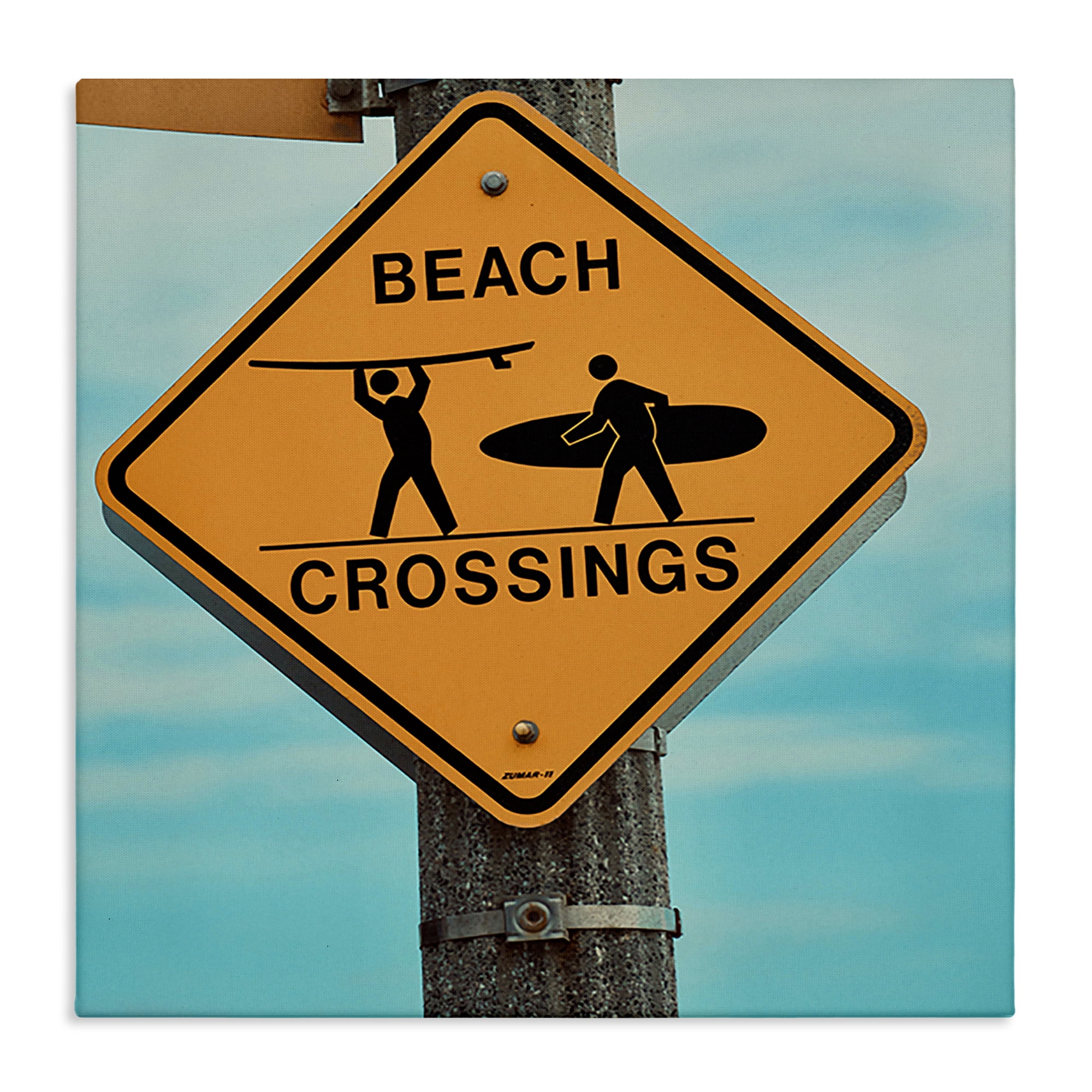Stupell Industries Beach Crossing Sign Nautical & Beach Photography ...