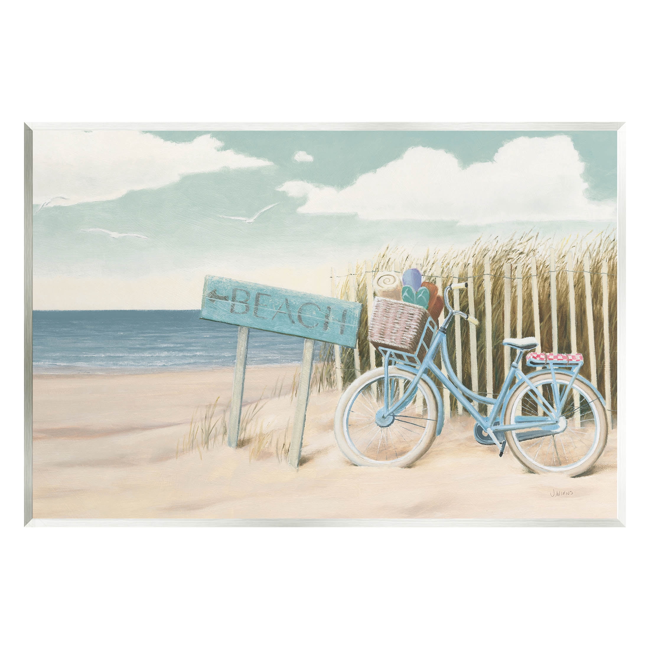 Stupell Industries Beach Cruiser Blue Bicycle Boast Graphic Art ...