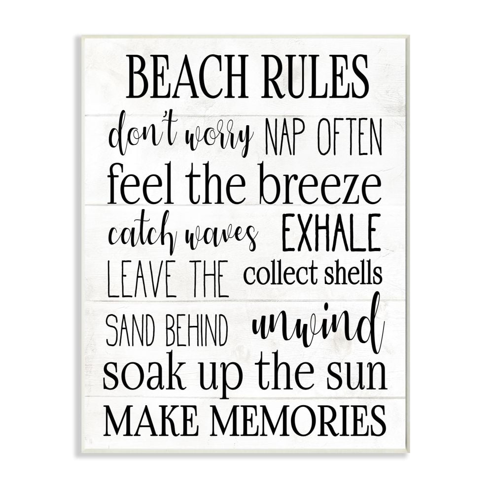 Stupell Industries Beach House Rules Relaxing Activities Black White ...