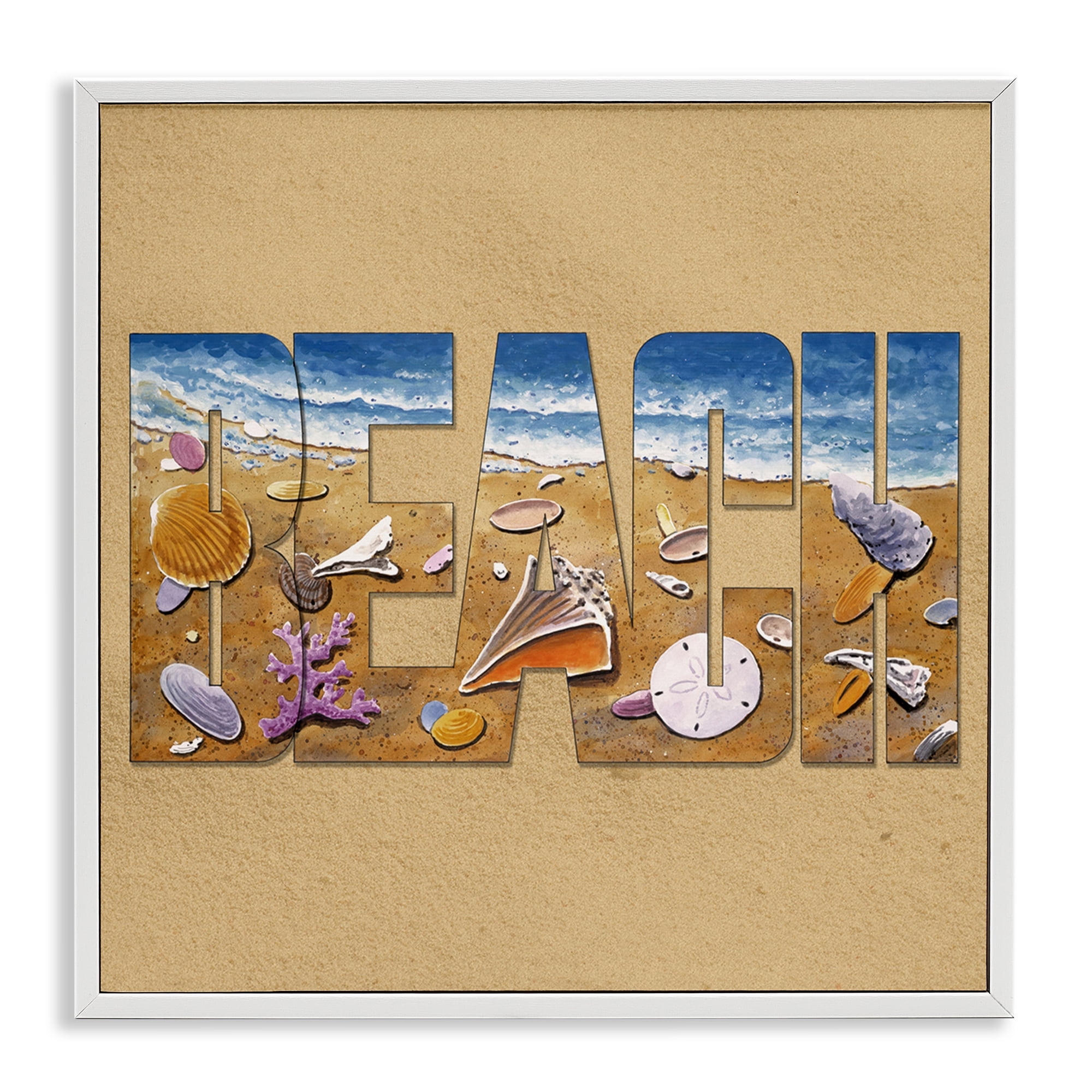 Stupell Industries Beach Letters Outline Nautical & Beach Painting ...