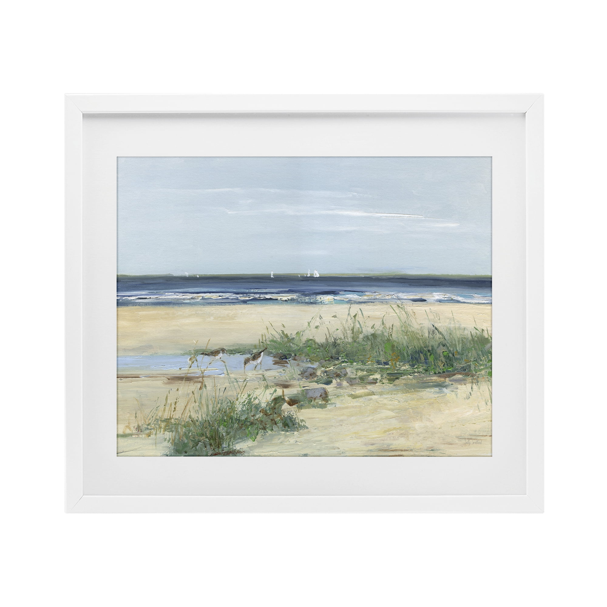 Stupell Industries Beach Marsh Sandpipers White Framed Print Under ...