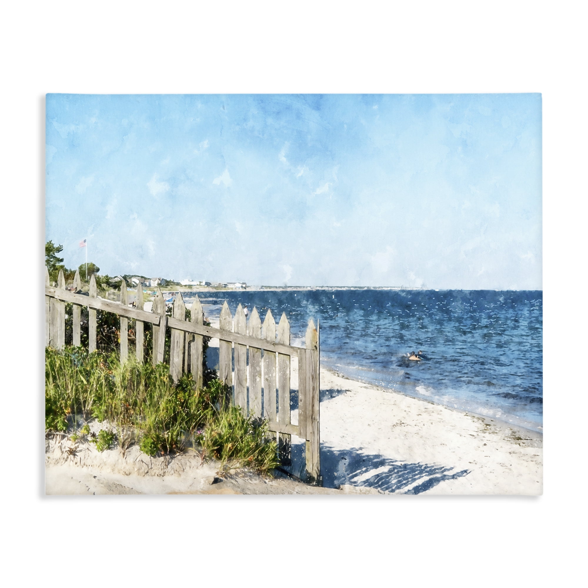 Stupell Industries Beach Pickets View Canvas Wall Art, design by Kim ...