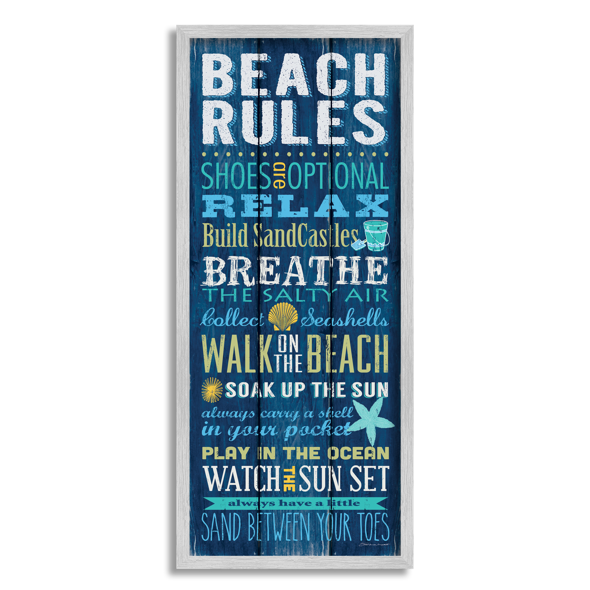 Stupell Industries Beach Rules Sign Planked Pattern 10x24 - Walmart.com