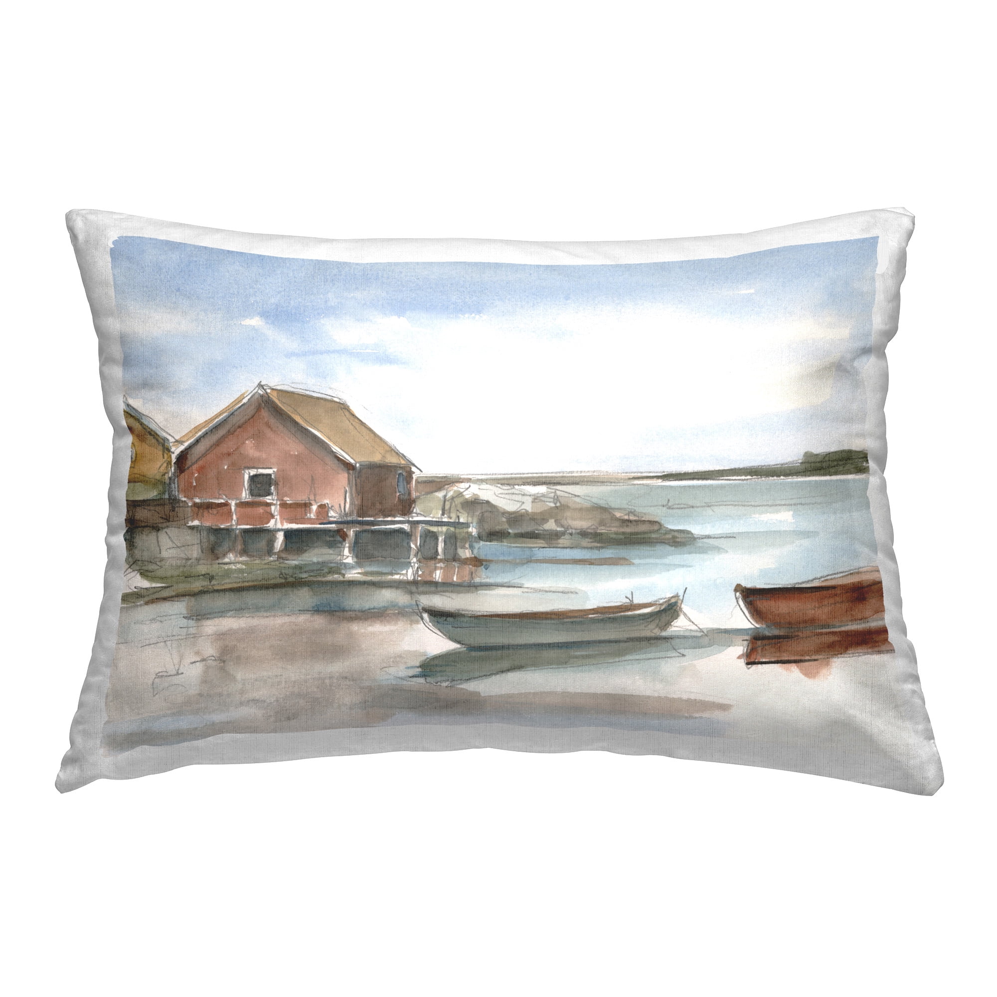 Stupell Industries Beach Shack Scenery Decorative Printed Throw Pillow ...