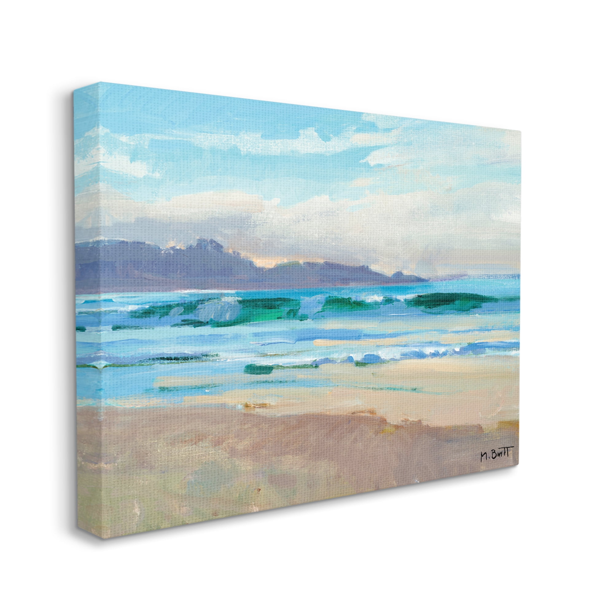 Beach Side Wave Caps Canvas Print - Modern Landscape Wall Art - Walmart.com