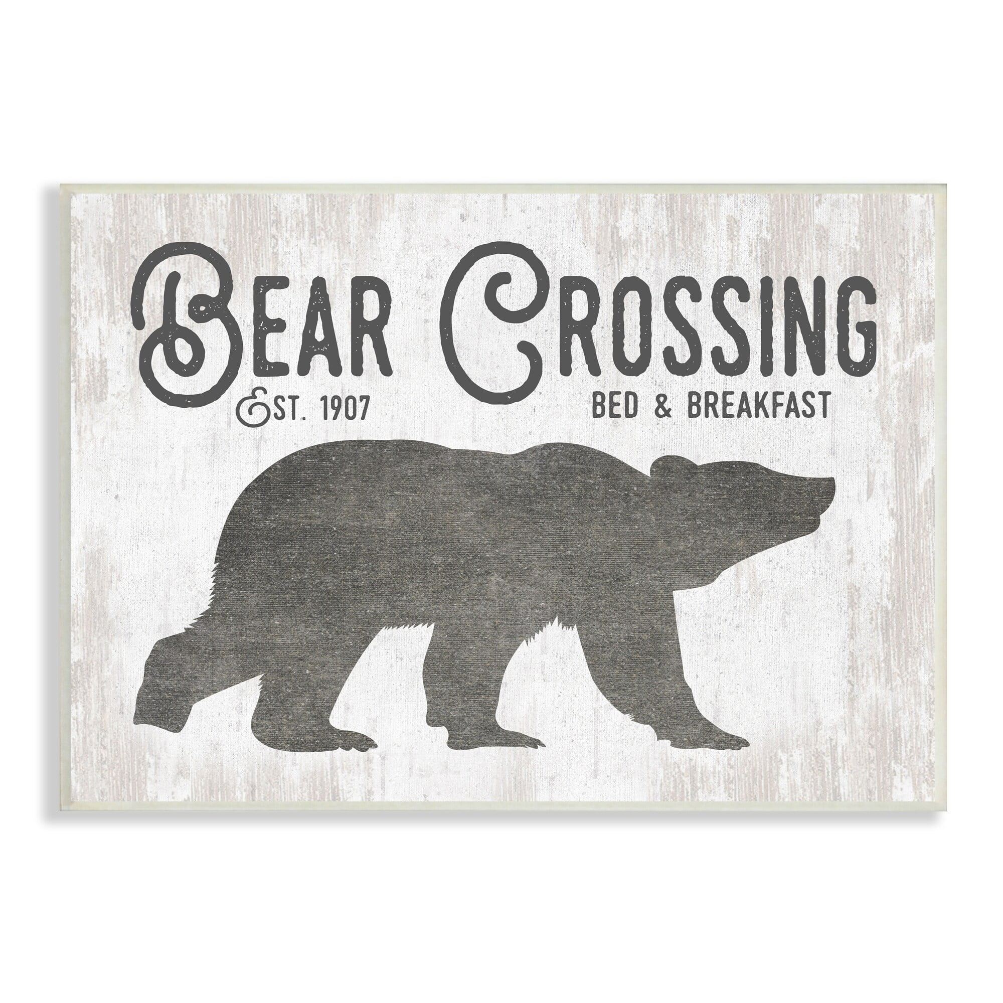 Stupell Industries Bear Crossing Rustic Cabin Sign Unframed Wall Art ...
