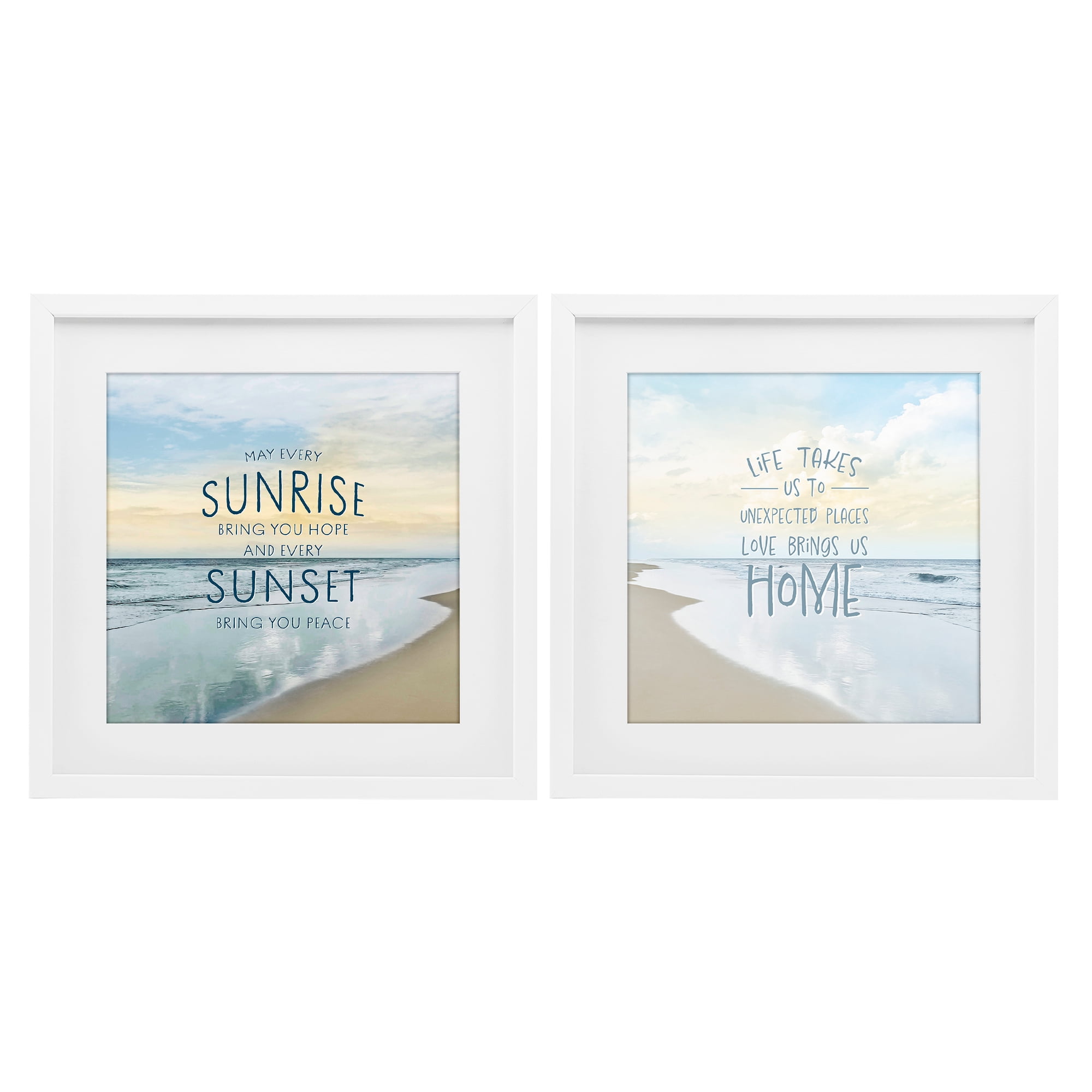 Stupell Industries Beautiful Beach Inspirations 2 Piece White Framed ...