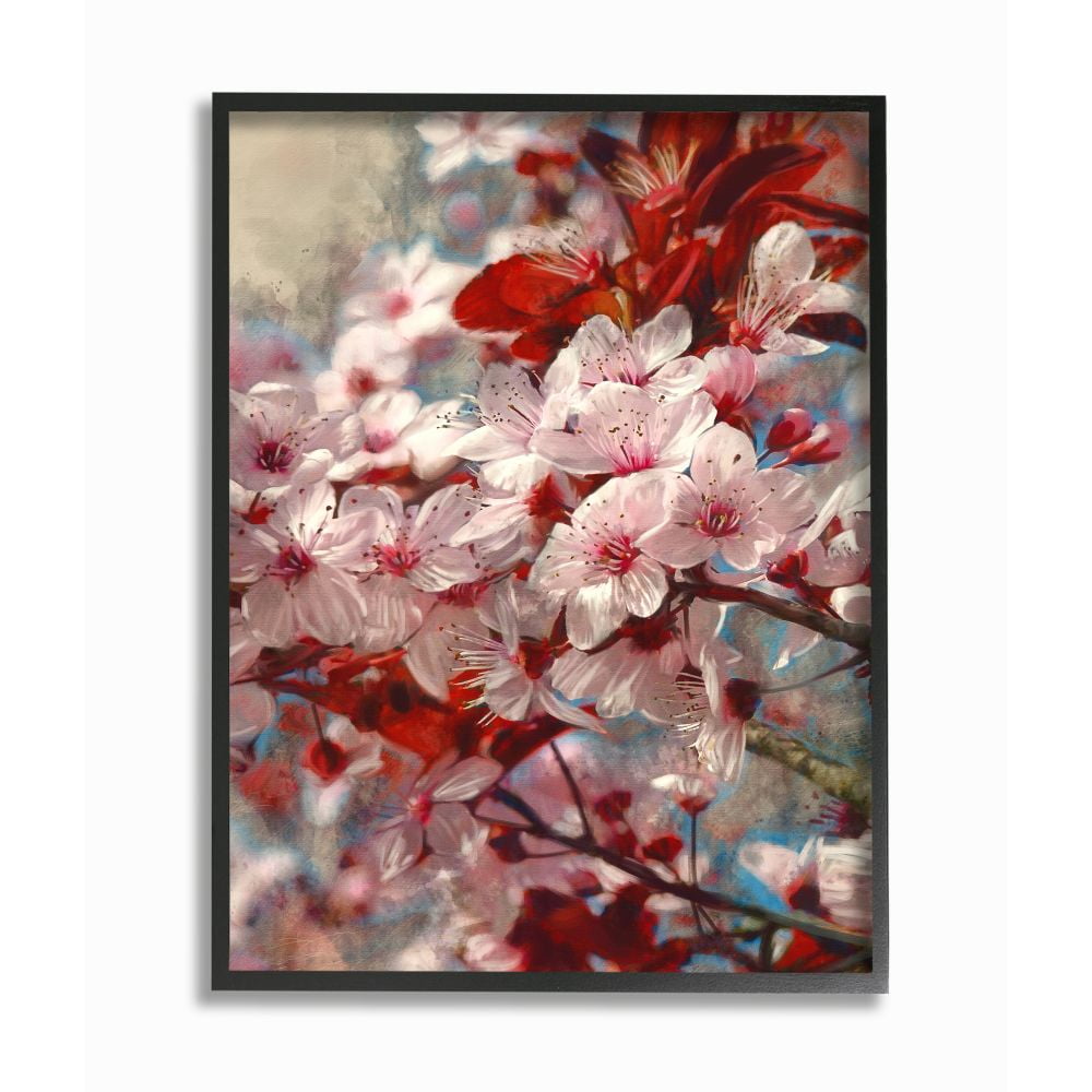 Stupell Industries Beautiful Flower Blossoms on Tree Branches Pink Red ...
