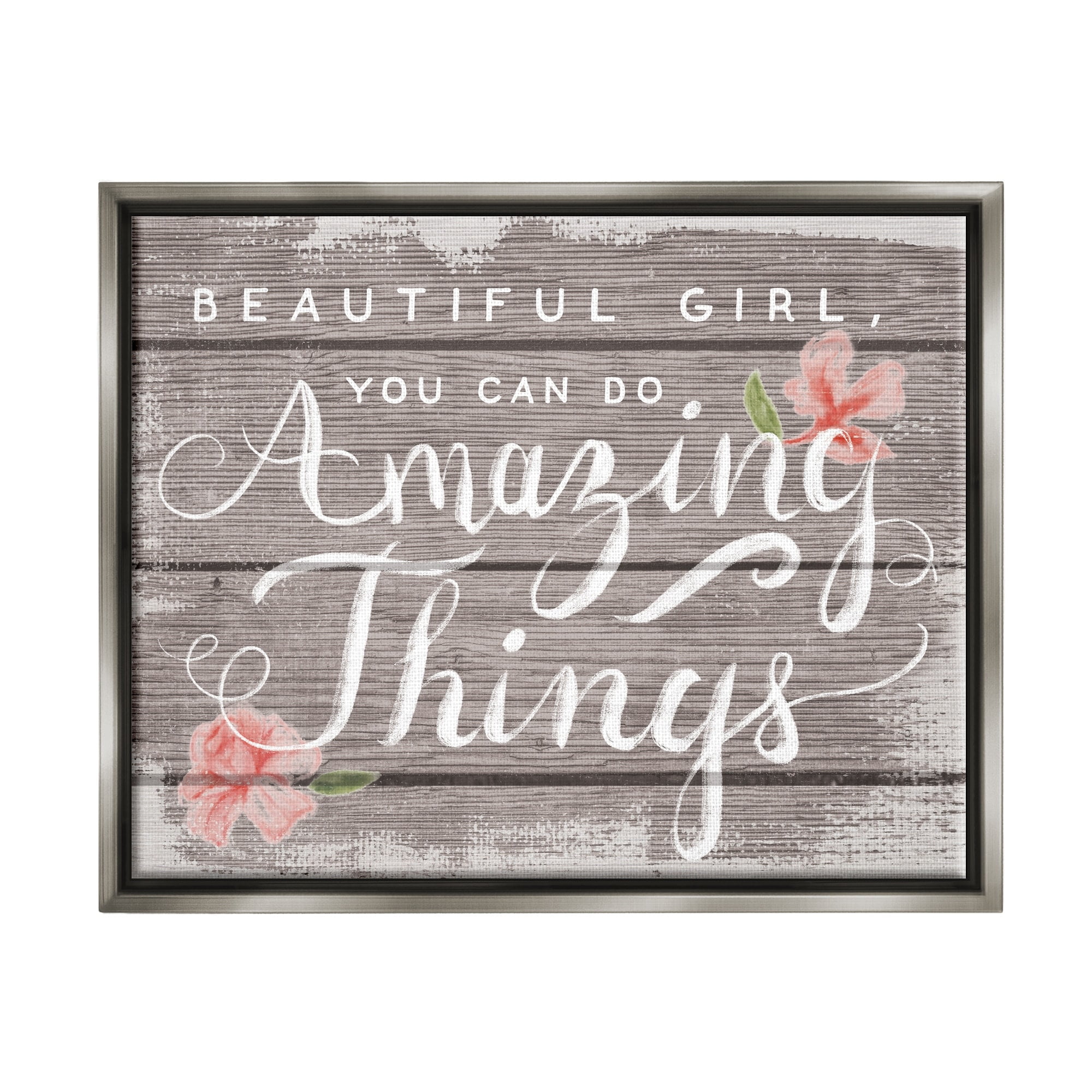 Stupell Beautiful Girl Inspirational Flower Wall Art - 16x20 Canvas ...