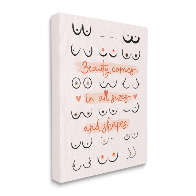 Stupell Industries Beauty All Sizes and Shapes Phrase Female Chest ...
