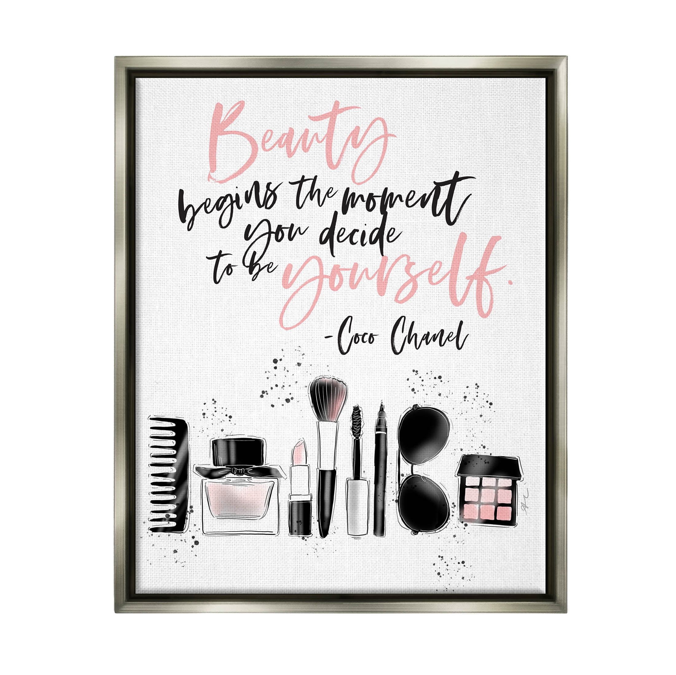 Stupell Industries Beauty Begins Uplifting Fashion Quote Graphic Art ...