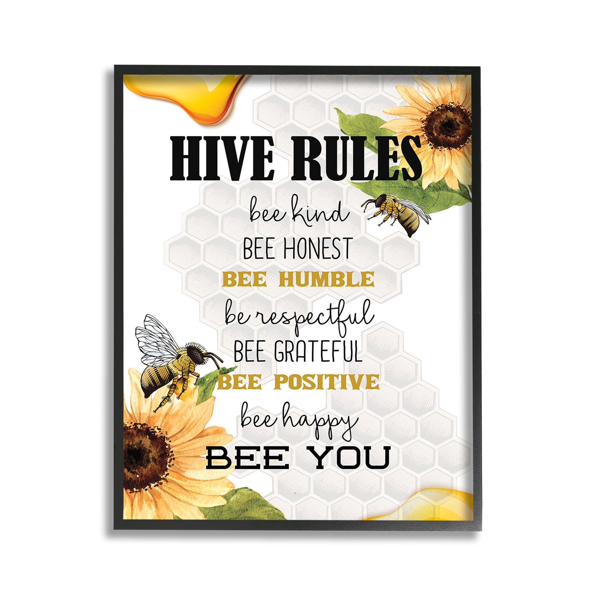 Stupell Industries Bee Hive Rules Animals & Insects Painting Black ...