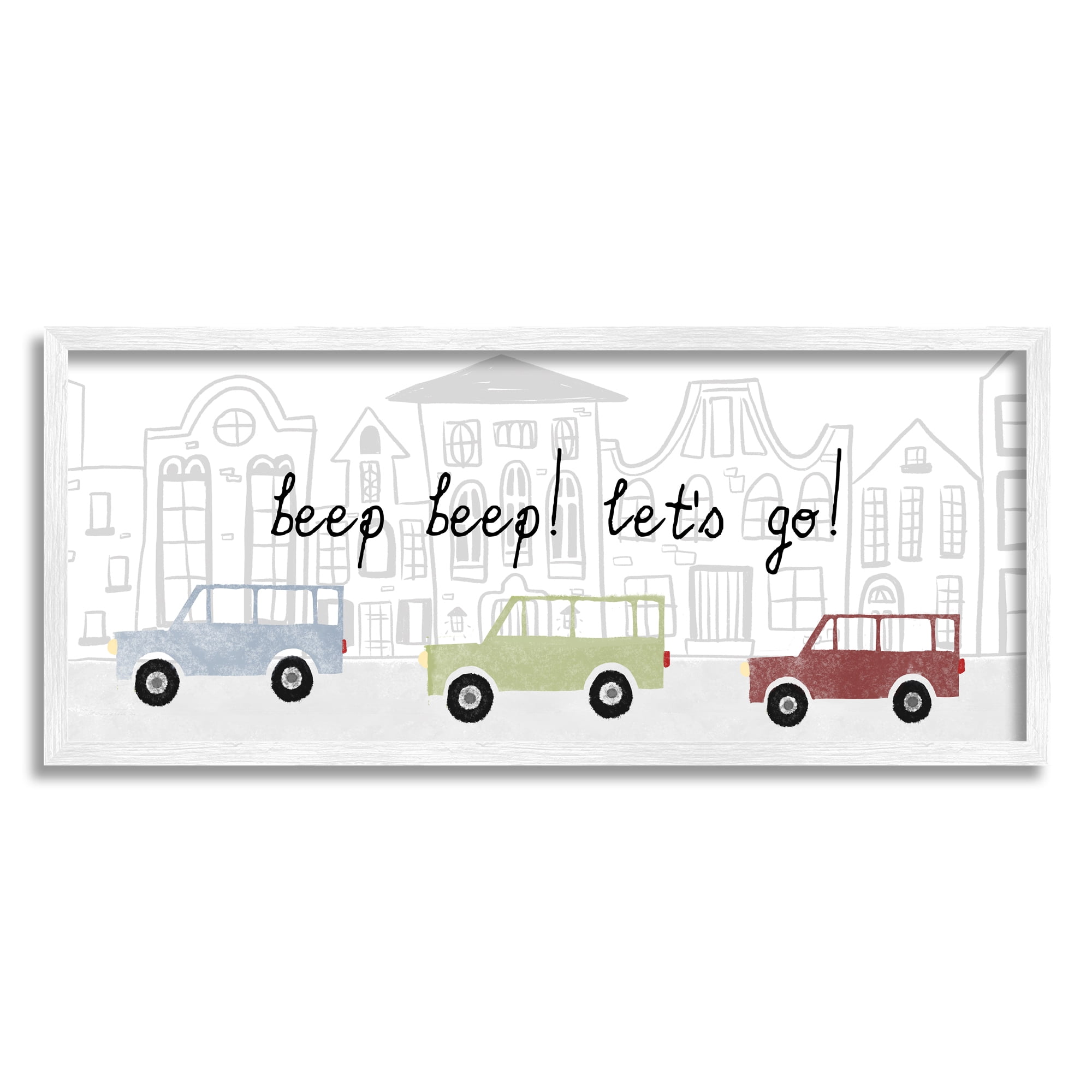 Stupell Industries Beep Let's Go Stylish City Cars Driving Urban ...