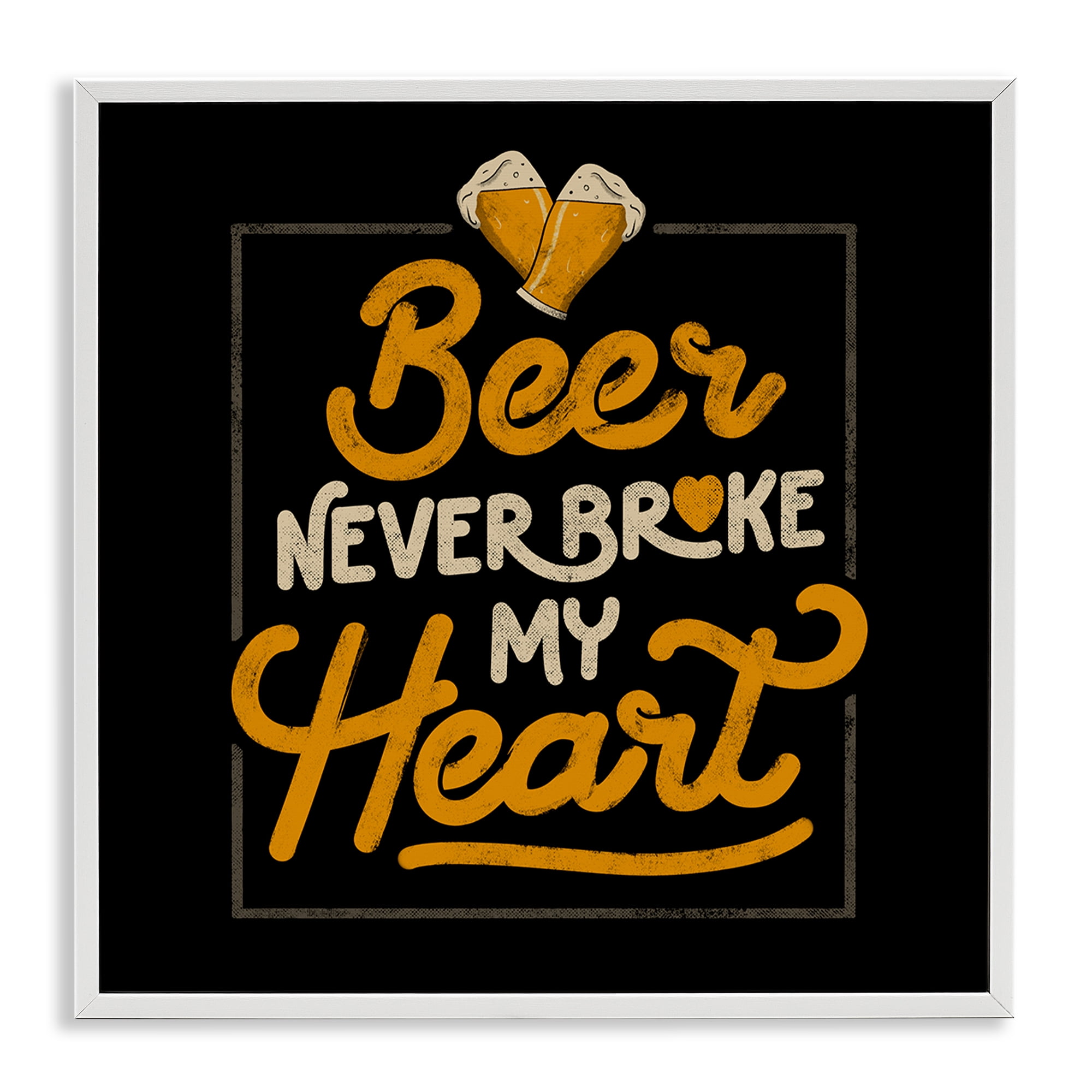 Stupell Industries Beer Never Broke My Heart White Framed Giclee Art ...