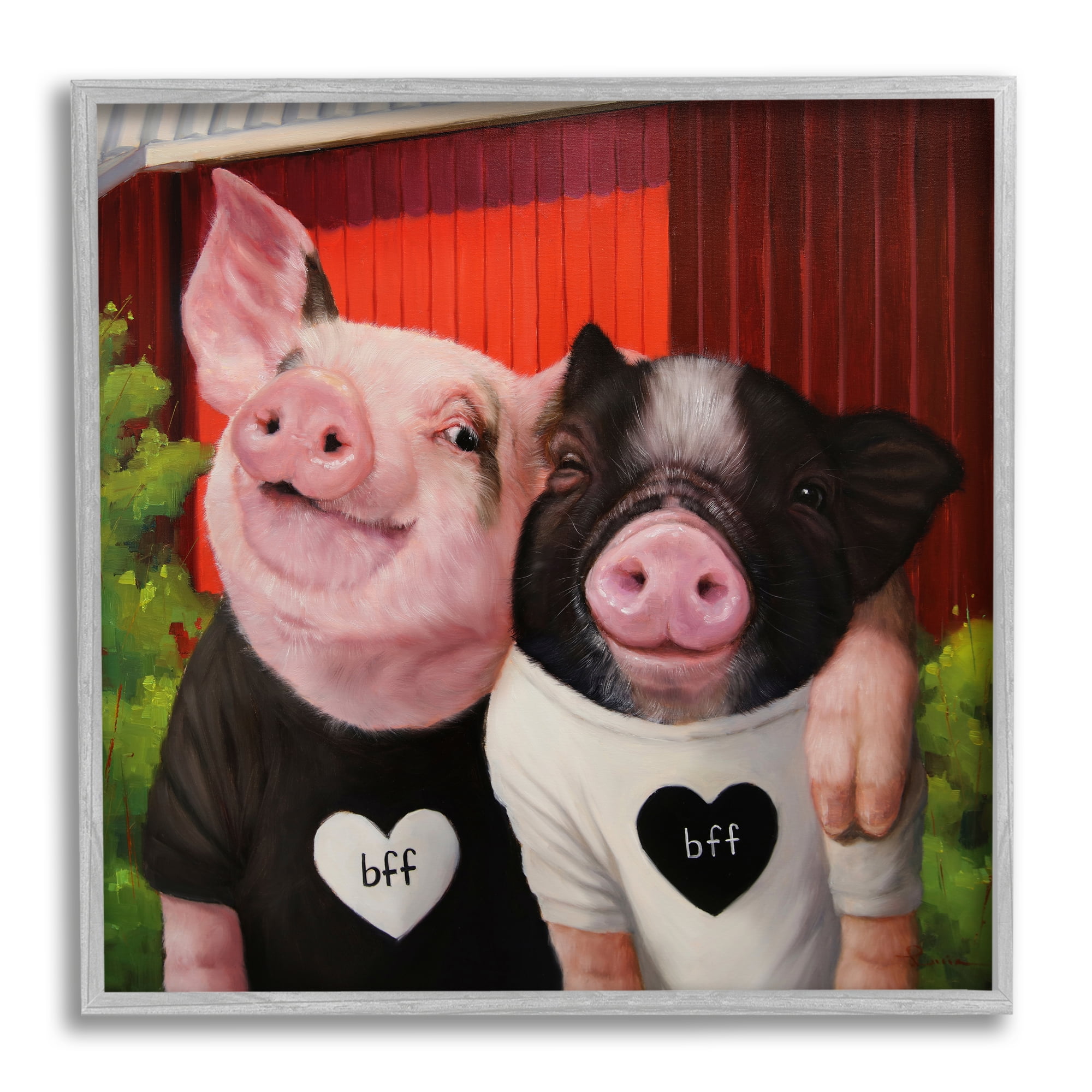 Stupell Industries Best Friends Forever Farm Pigs Happy Fun Animals, 24 ...