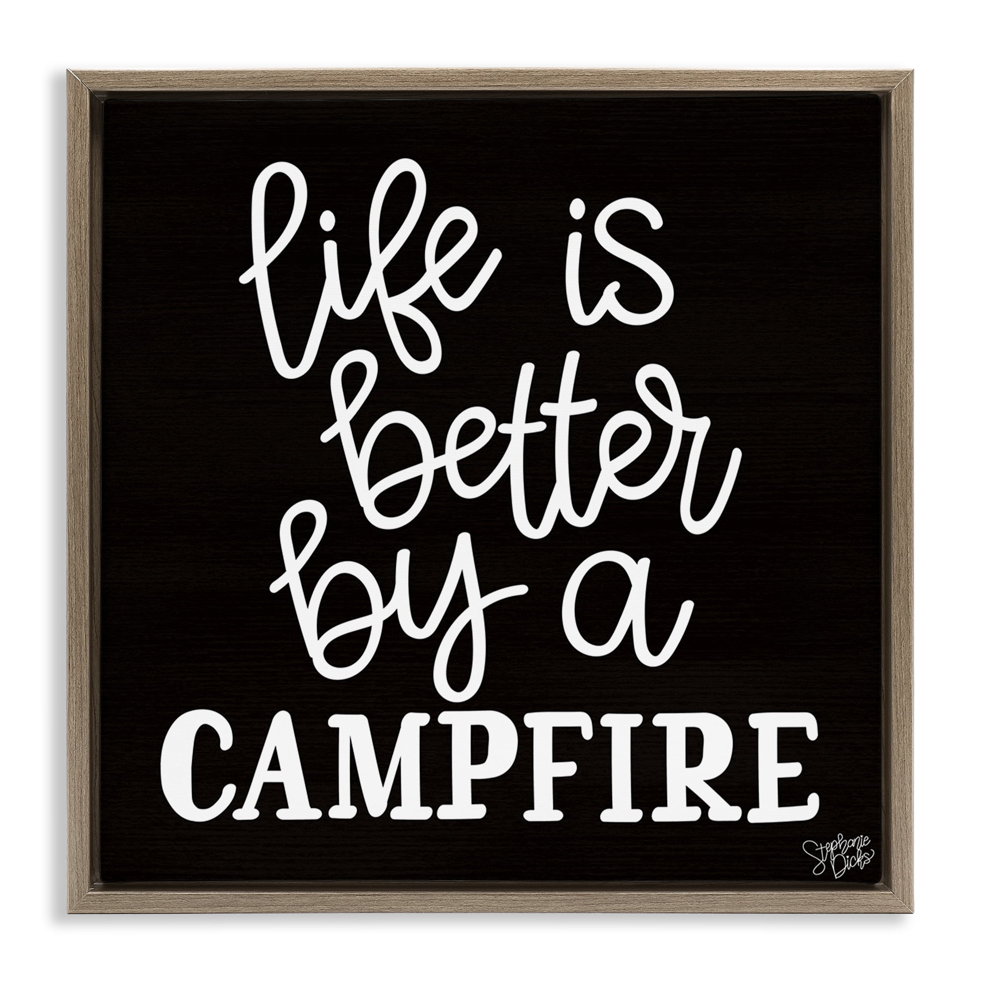 Stupell Industries Better By Campfire Text & Numbers Painting Brown ...