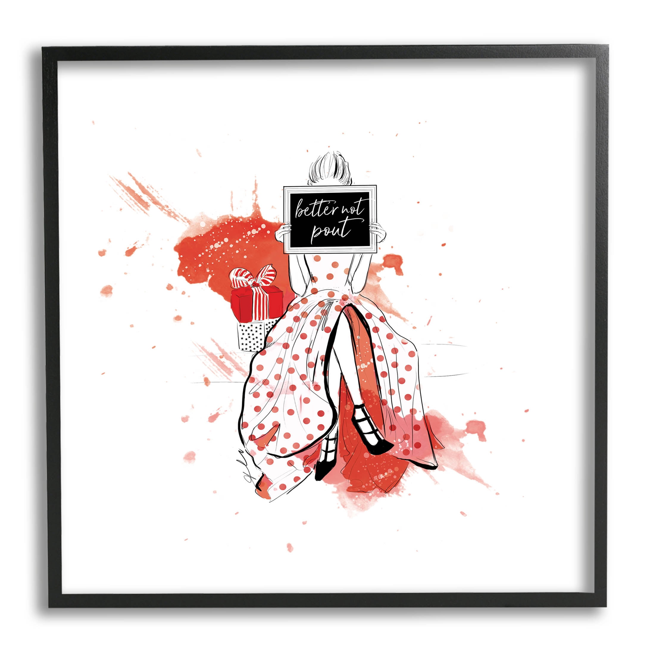 Stupell Industries Better Not Pout Holiday Fashion Graphic Art Black ...