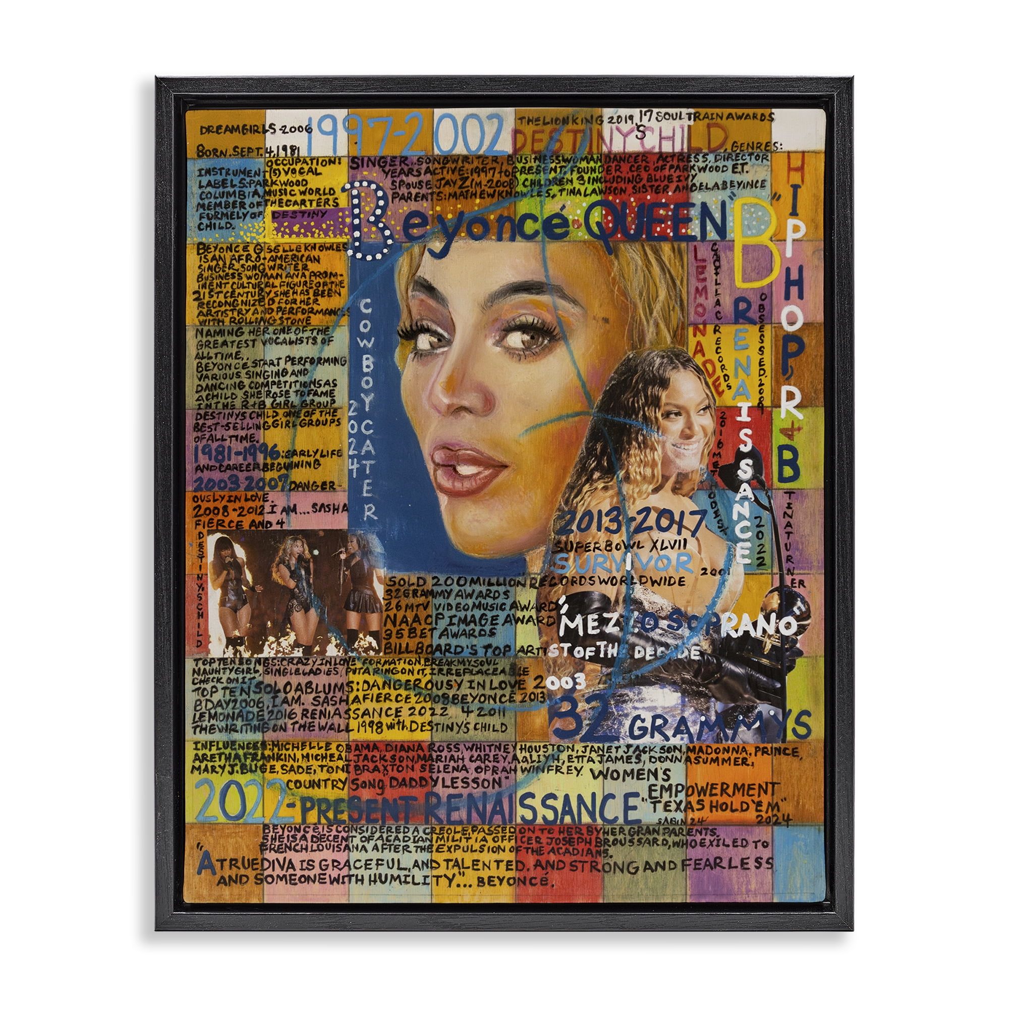 Stupell Industries Beyonce Musician Collage People Drawing Black ...