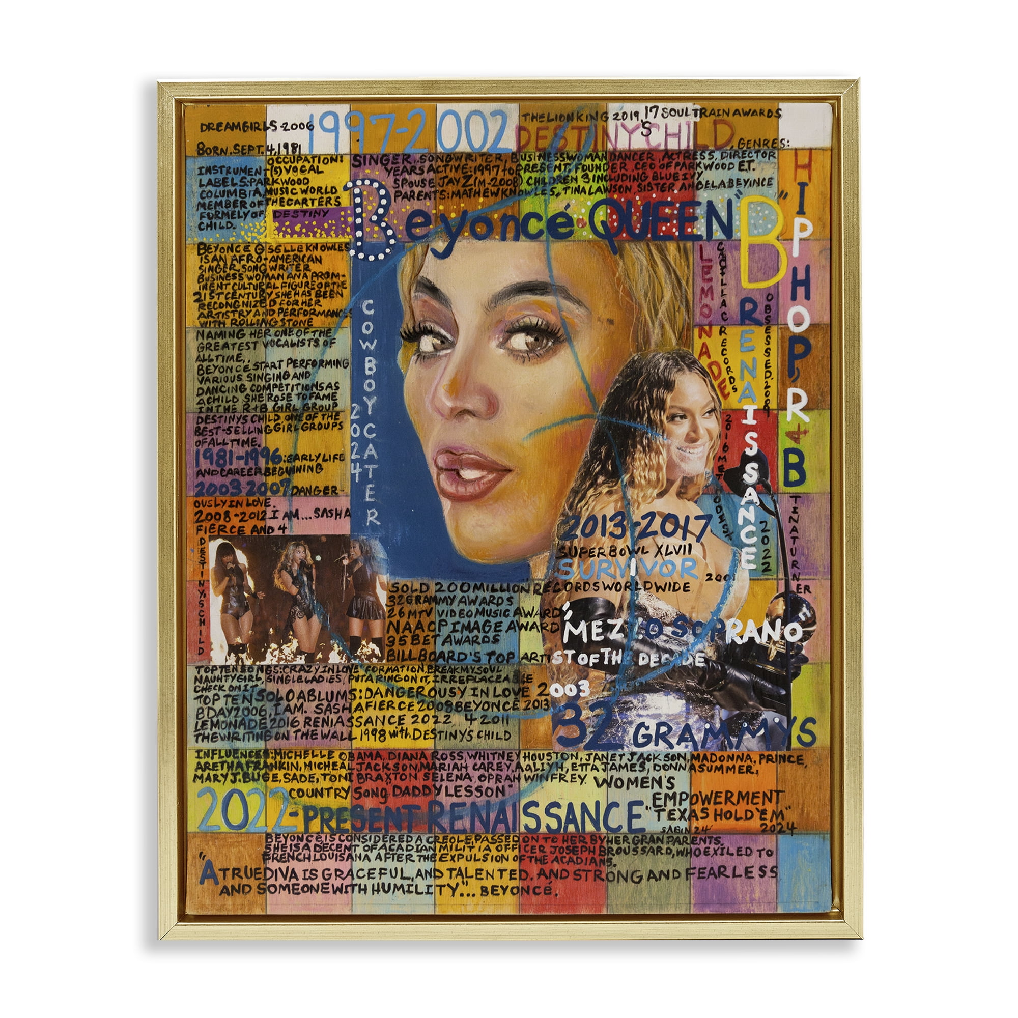 Free Shipping! Stupell Industries Beyonce Collage Framed Canvas Art ...