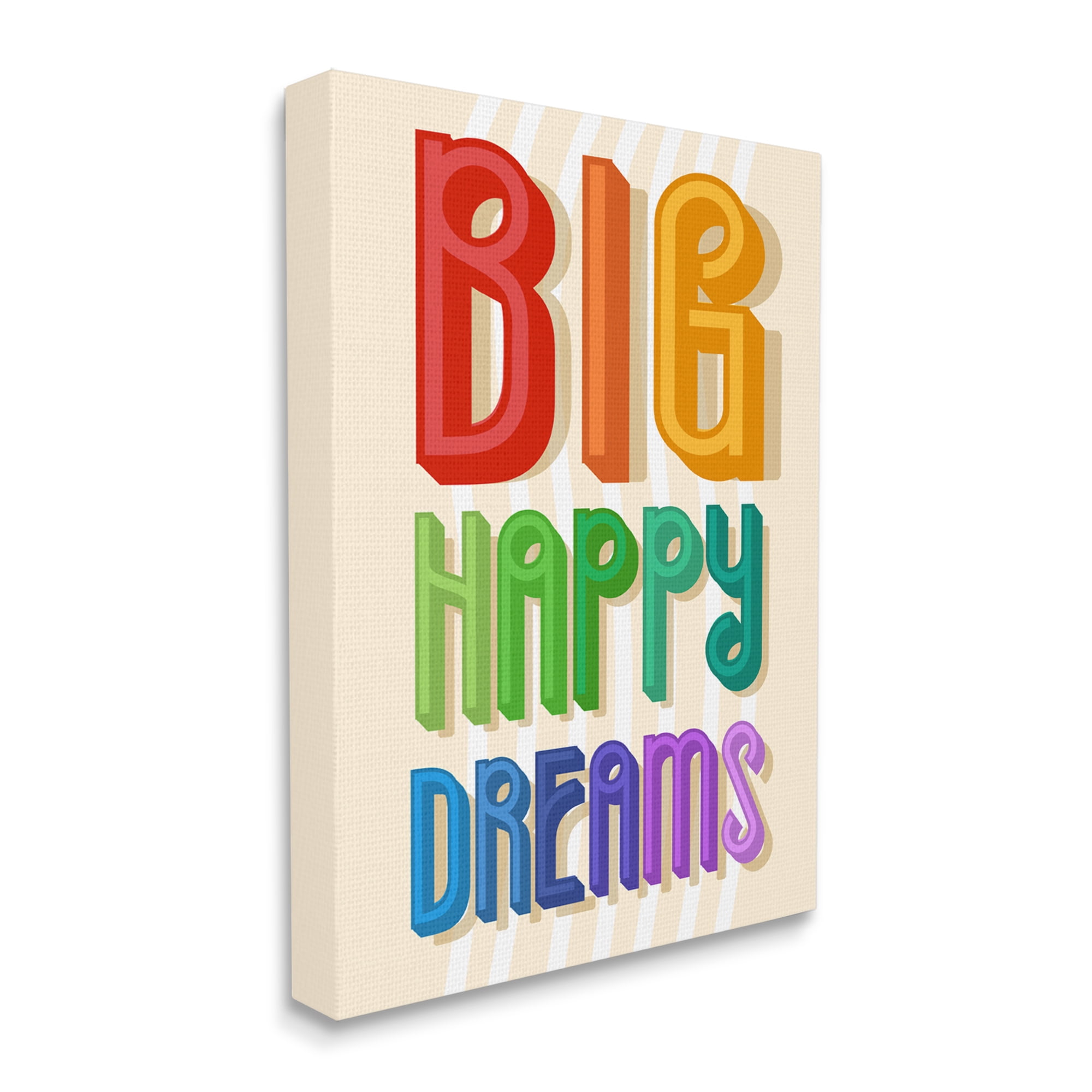 Stupell Industries Big Happy Dreams Encouragement Retro Rainbow Font ...