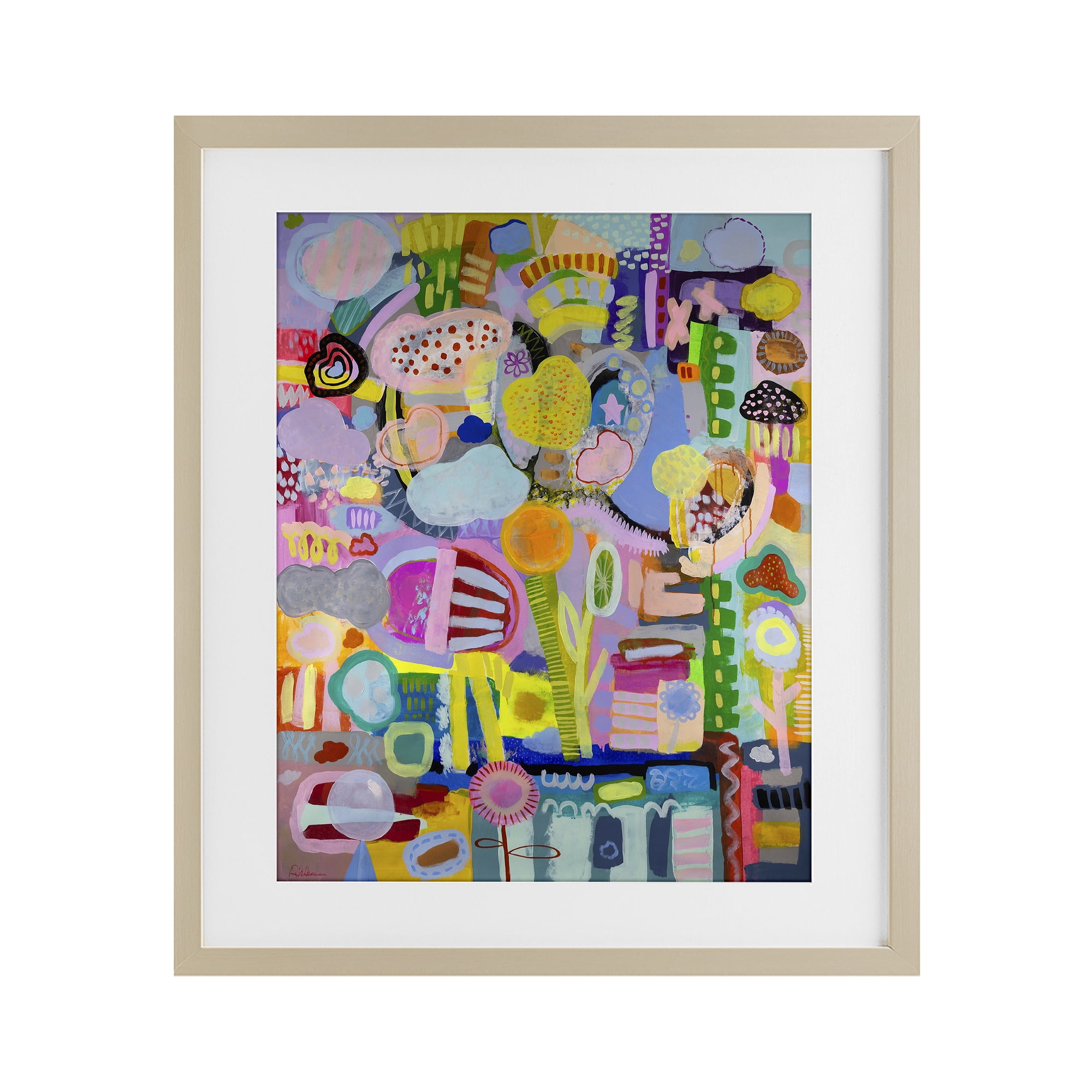 Stupell Industries Big Happy Whimsical Collage Birch Framed Print Under ...
