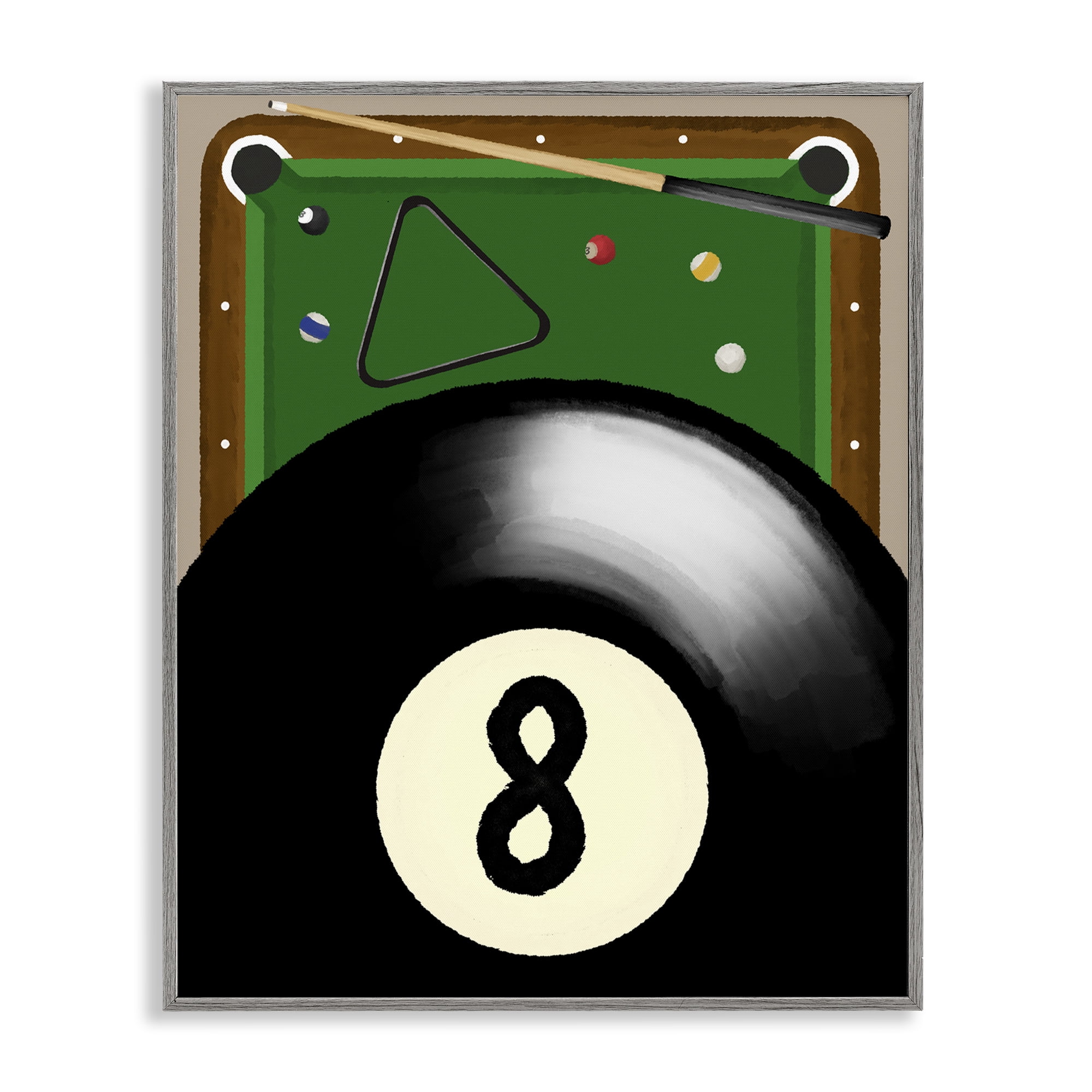 Stupell Industries Billiard Table & Balls Gray Framed Giclee Art ...